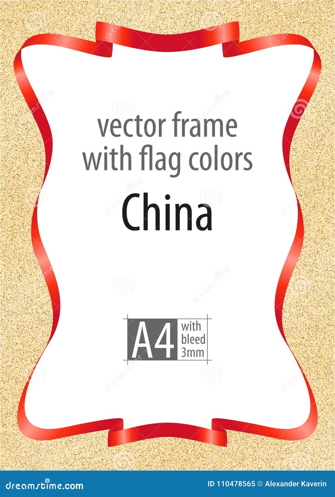 Frame and Border of Ribbon with the Colors of the China Flag, Template ...