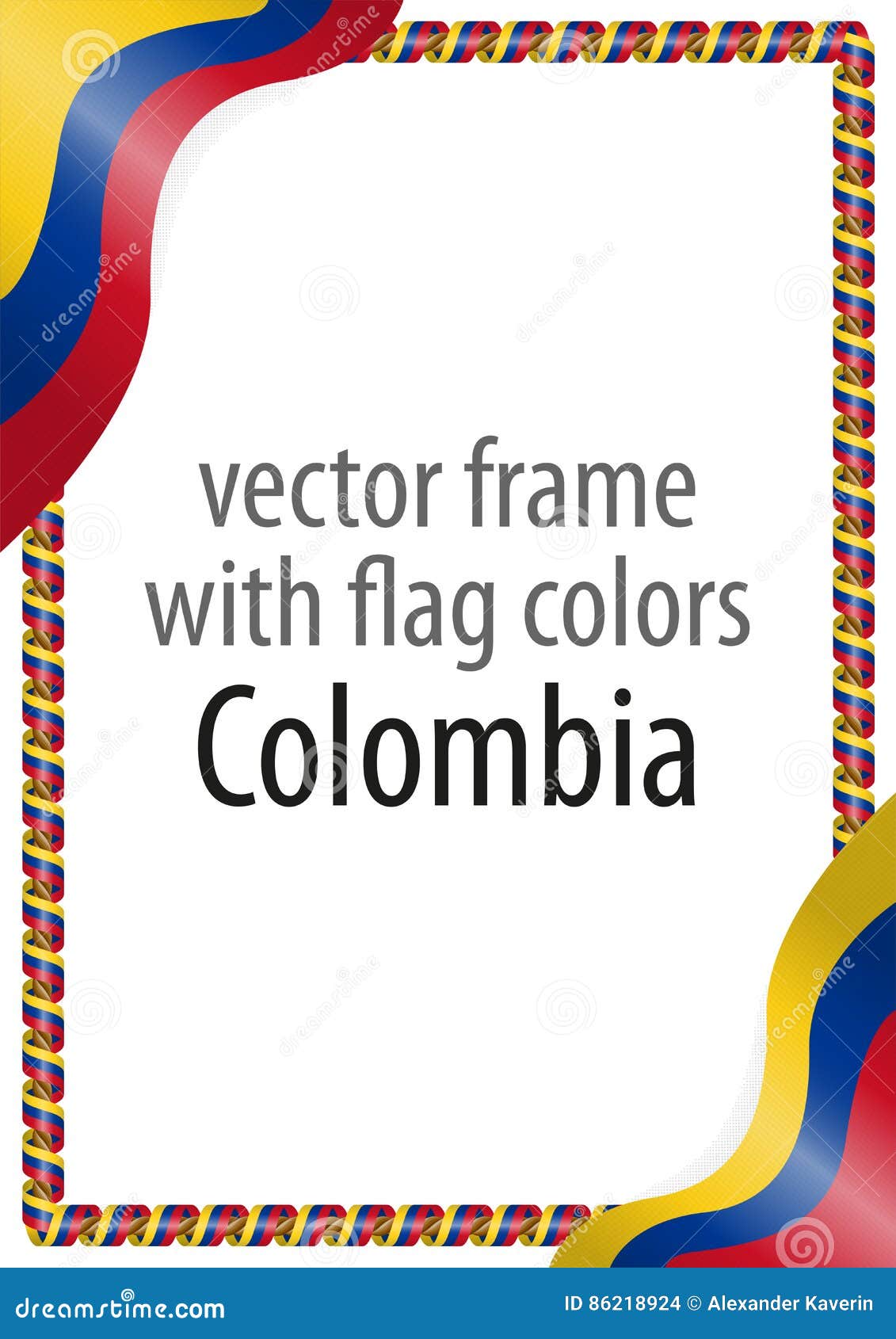 Frame and Border of Ribbon with the Colors of the Colombia Flag Stock ...