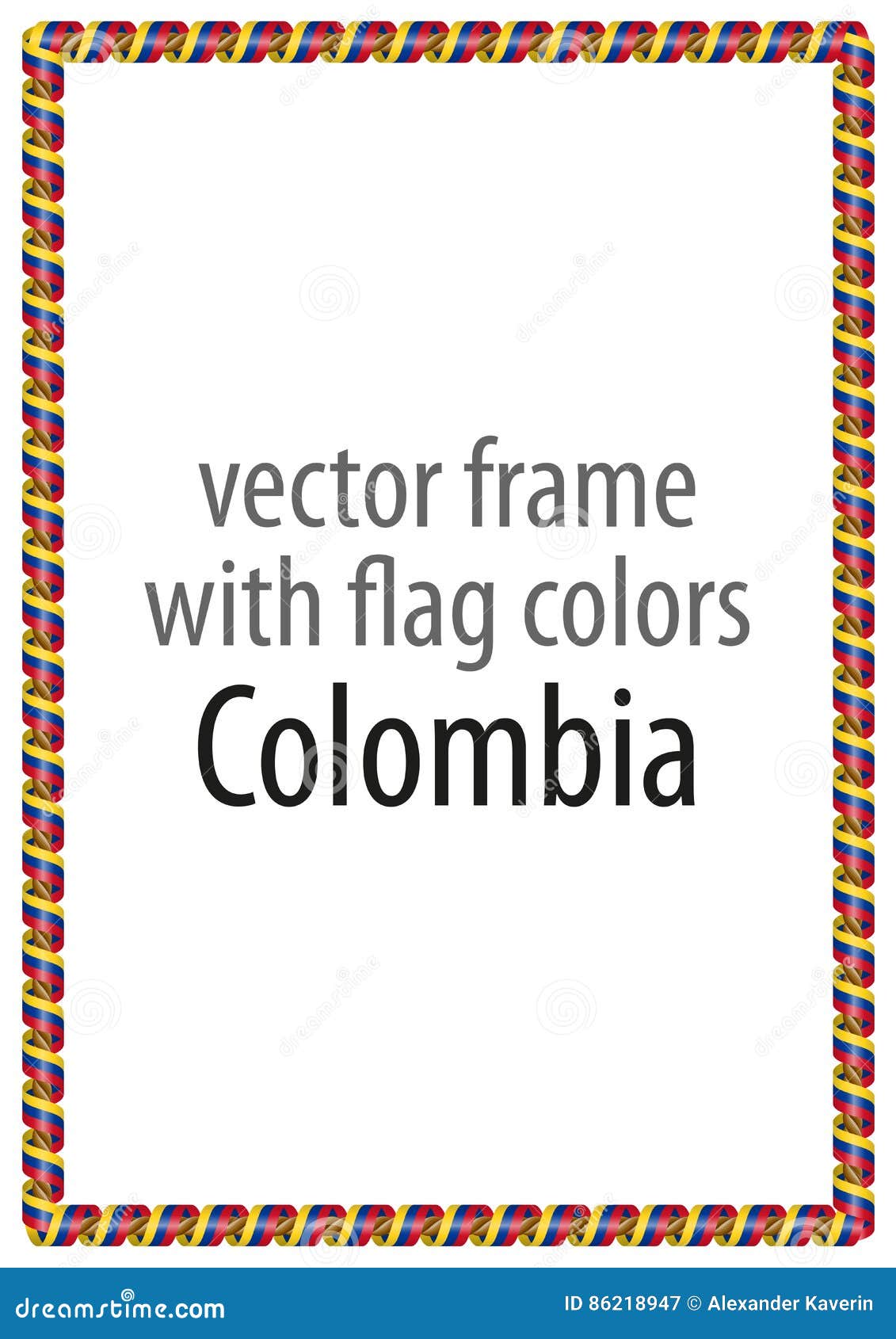 Frame and Border of Ribbon with the Colors of the Colombia Flag Stock ...