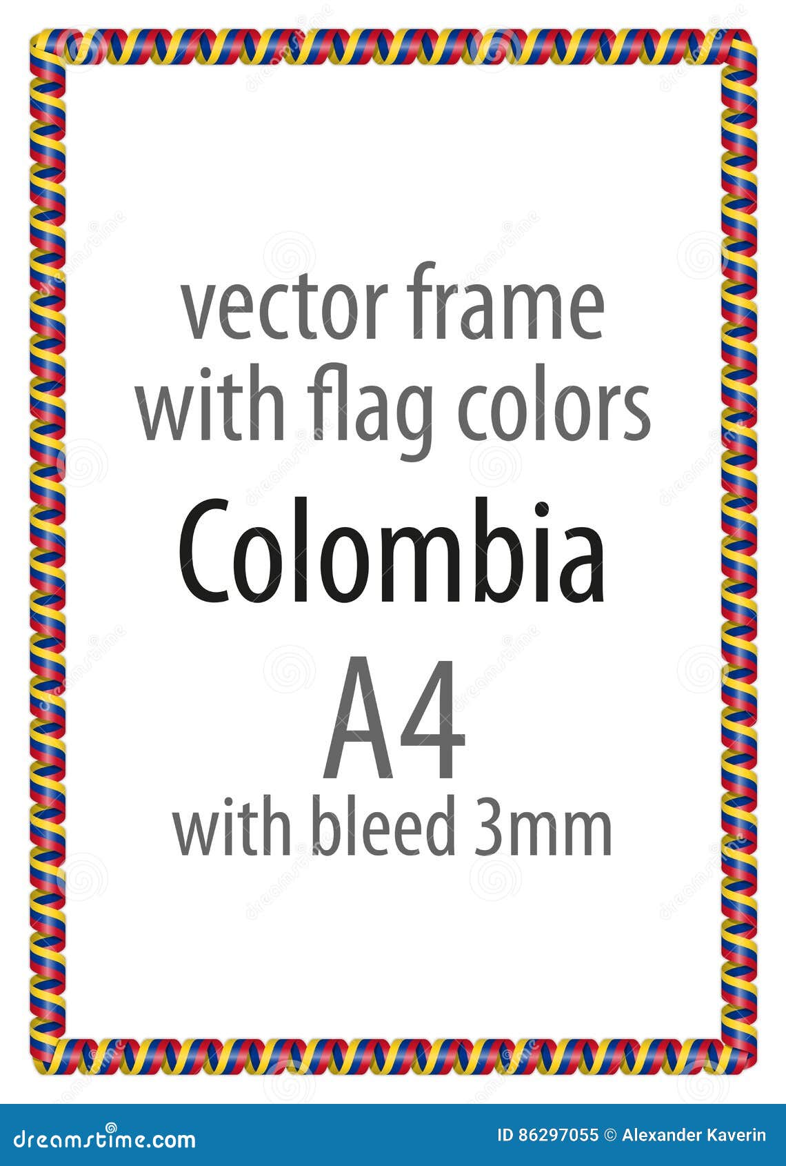 Frame and Border of Ribbon with the Colors of the Colombia Flag Stock ...