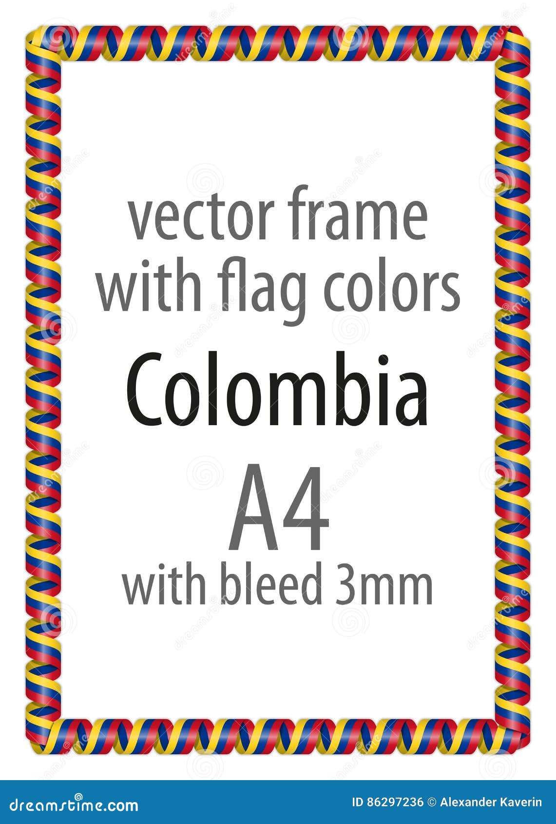 Frame and Border of Ribbon with the Colors of the Colombia Flag Stock ...