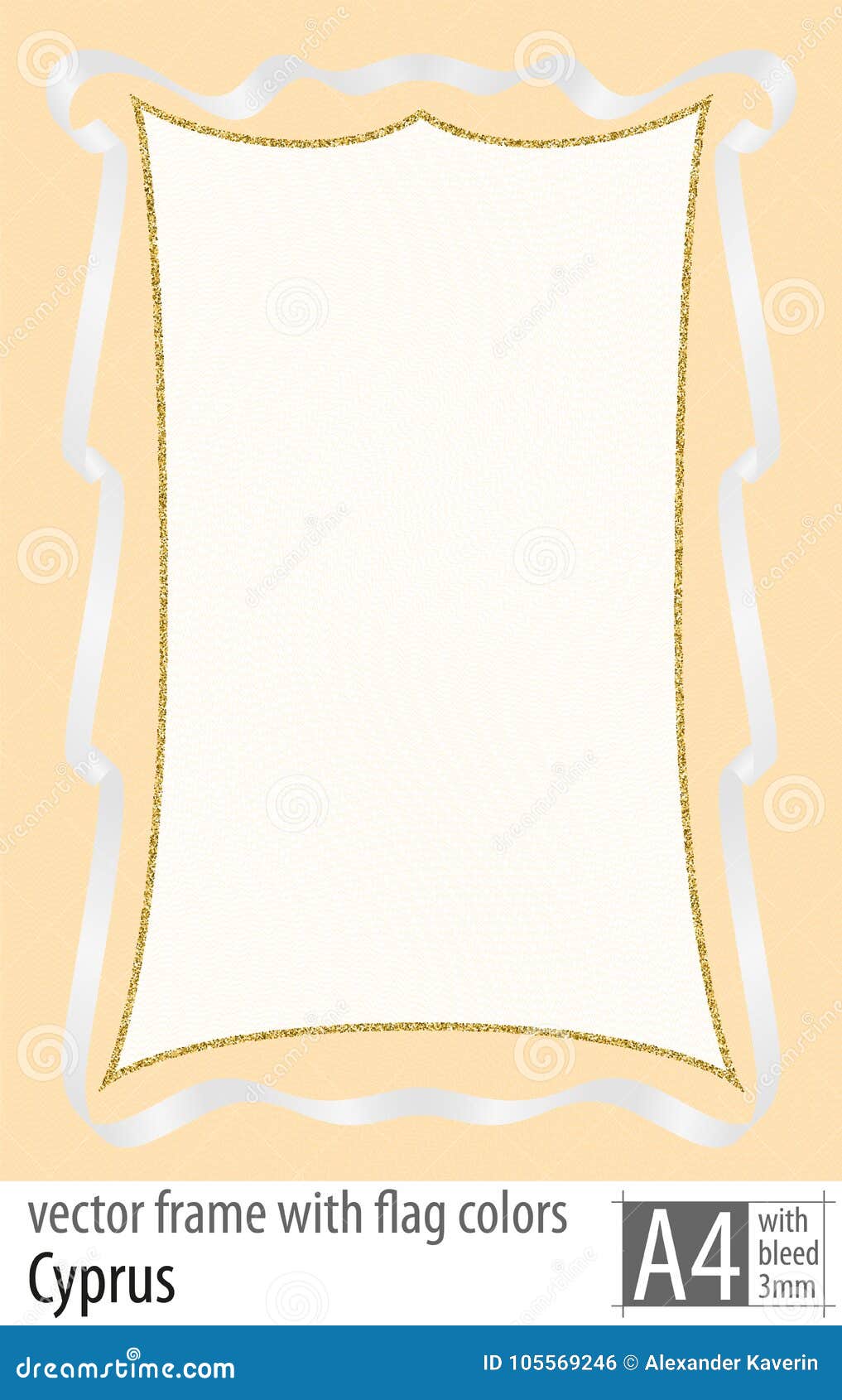 Frame and Border of Ribbon with the Colors of the Cyprus Flag, with ...