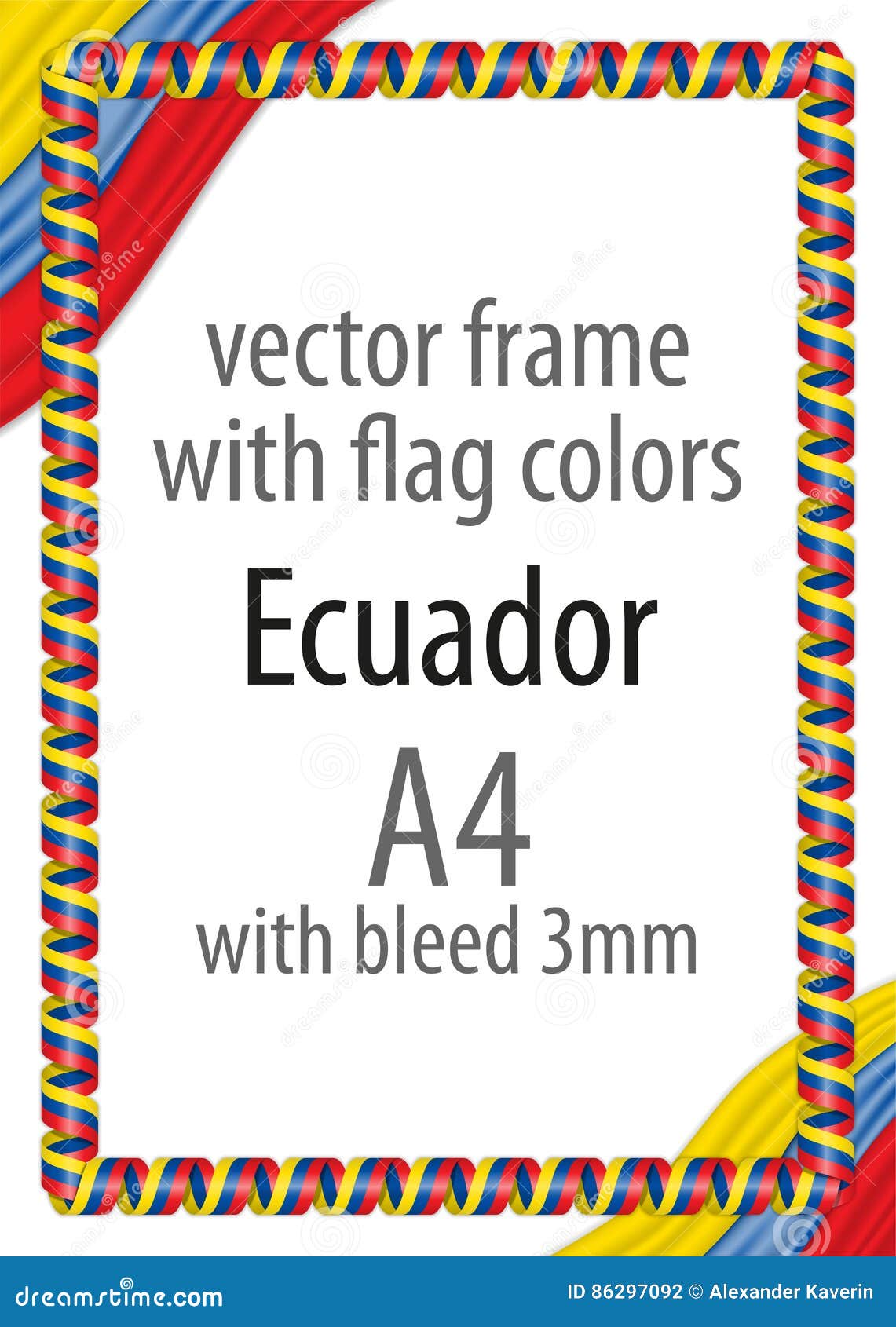 Frame And Border Of Ribbon With The Colors Of The Ecuador Flag Vector ...