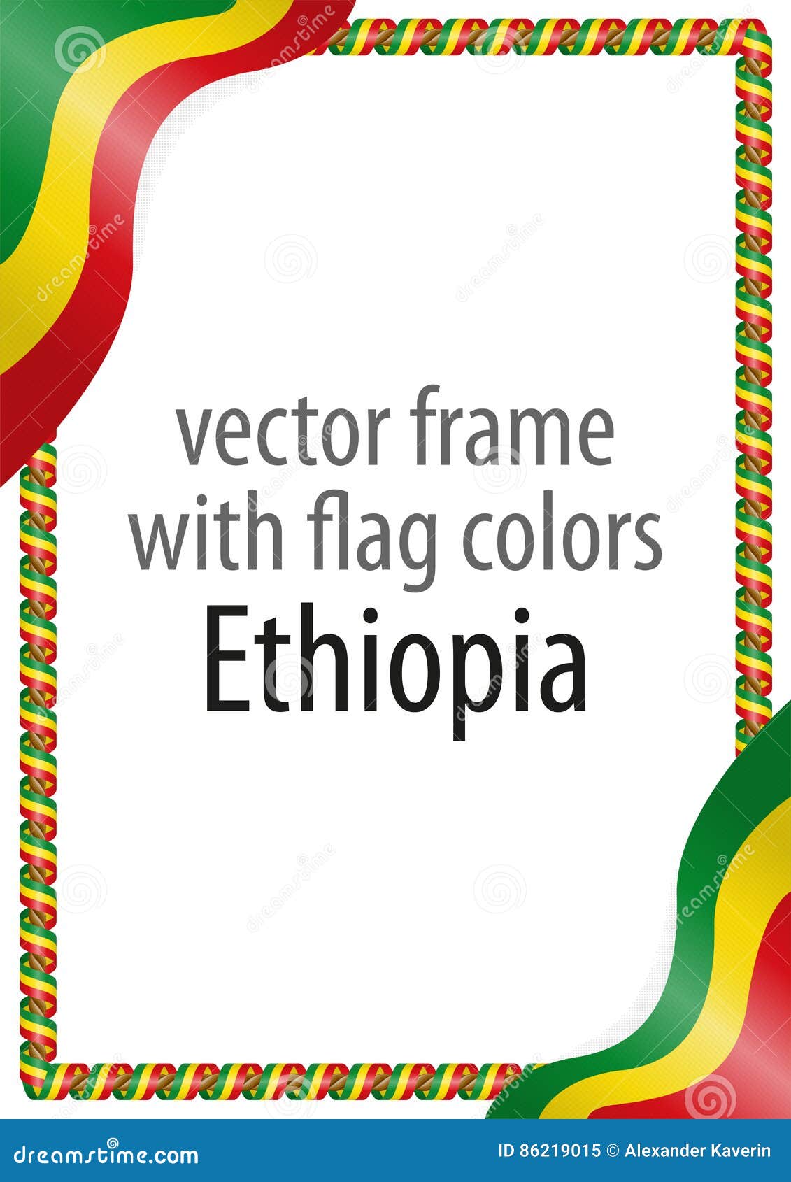 Frame And Border Of Ribbon With The Colors Of The Ethiopia Flag Cartoon ...