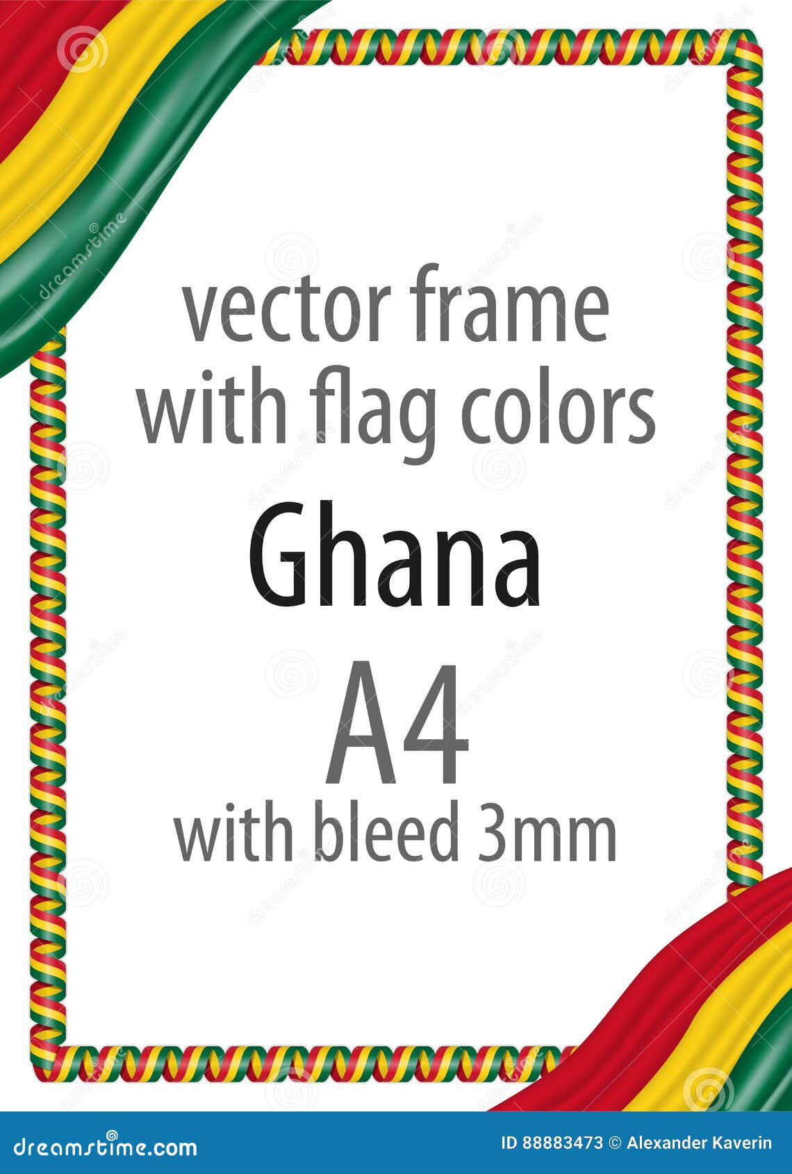 Frame and Border of Ribbon with the Colors of the Ghana Flag Stock ...
