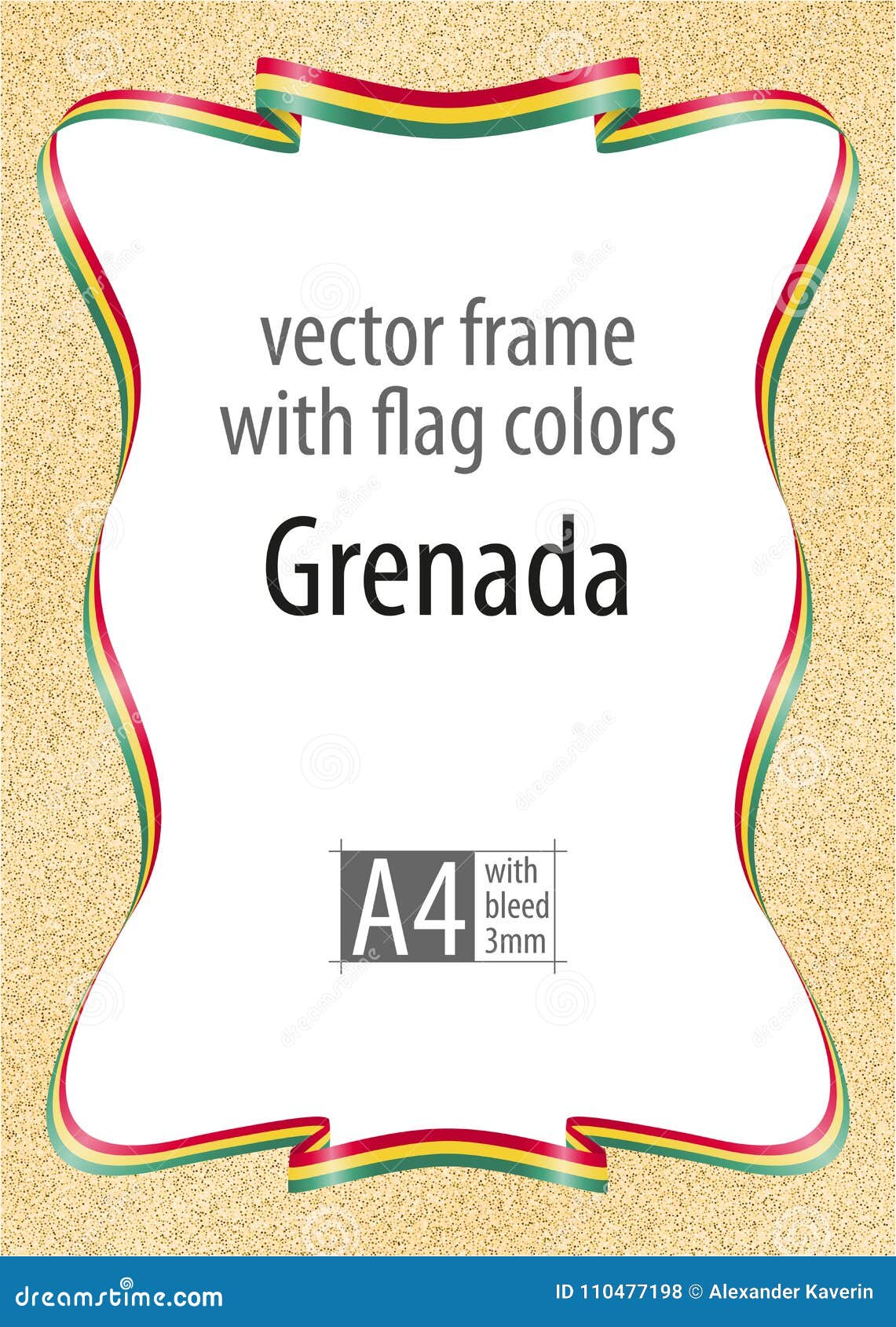 Frame and Border of Ribbon with the Colors of the Grenada Flag ...