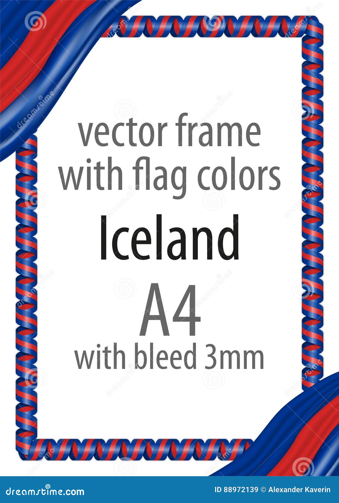 Frame and Border of Ribbon with the Colors of the Iceland Flag Stock ...