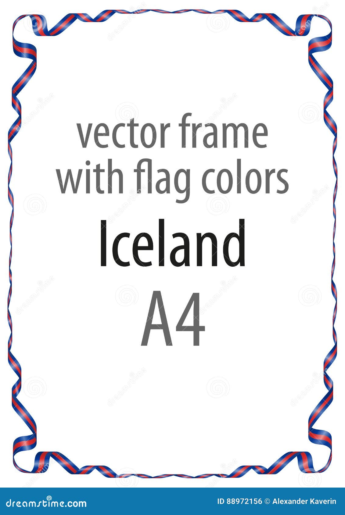 Frame and Border of Ribbon with the Colors of the Iceland Flag Stock ...