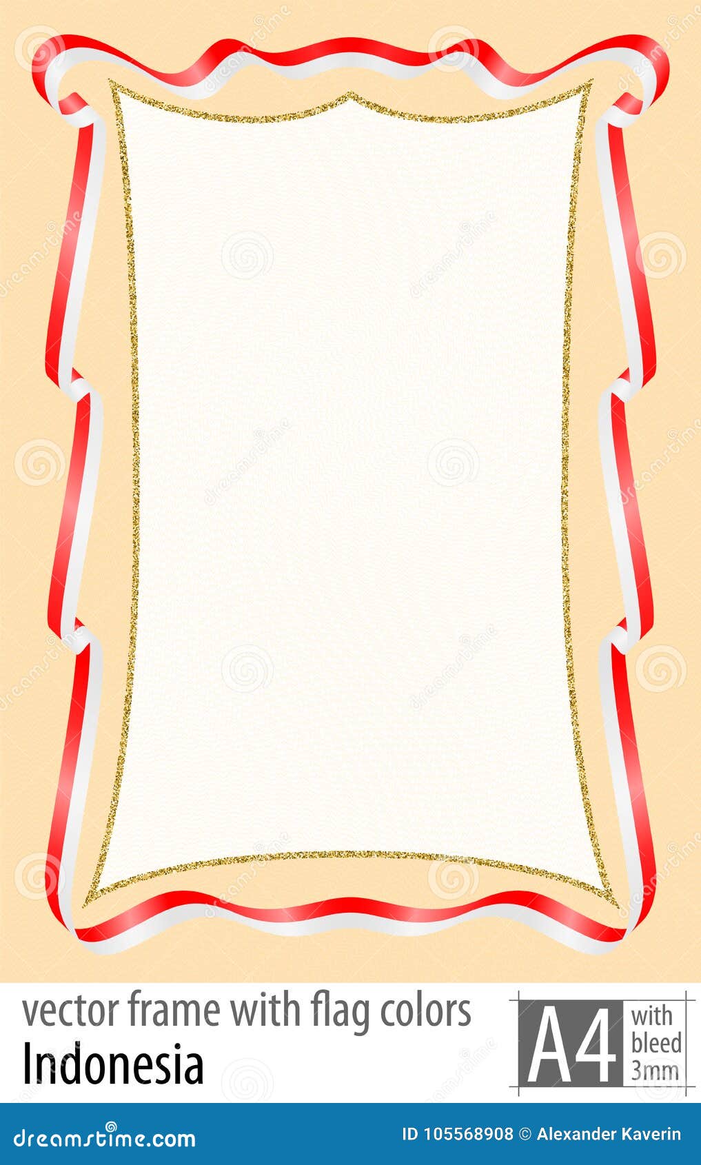 Frame and Border of Ribbon with the Colors of the Indonesia Flag, with ...