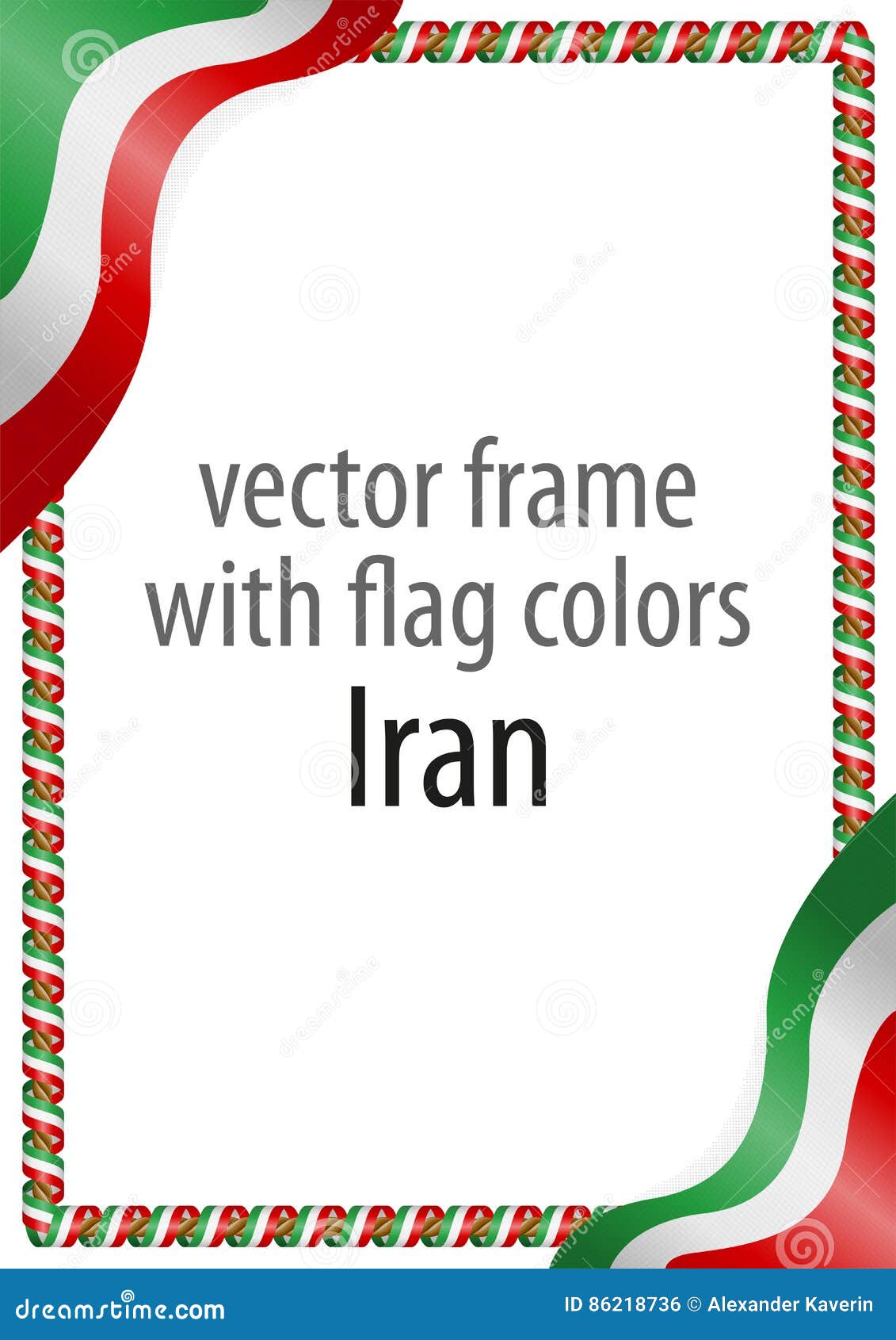 Frame and Border of Ribbon with the Colors of the Iran Flag Stock ...