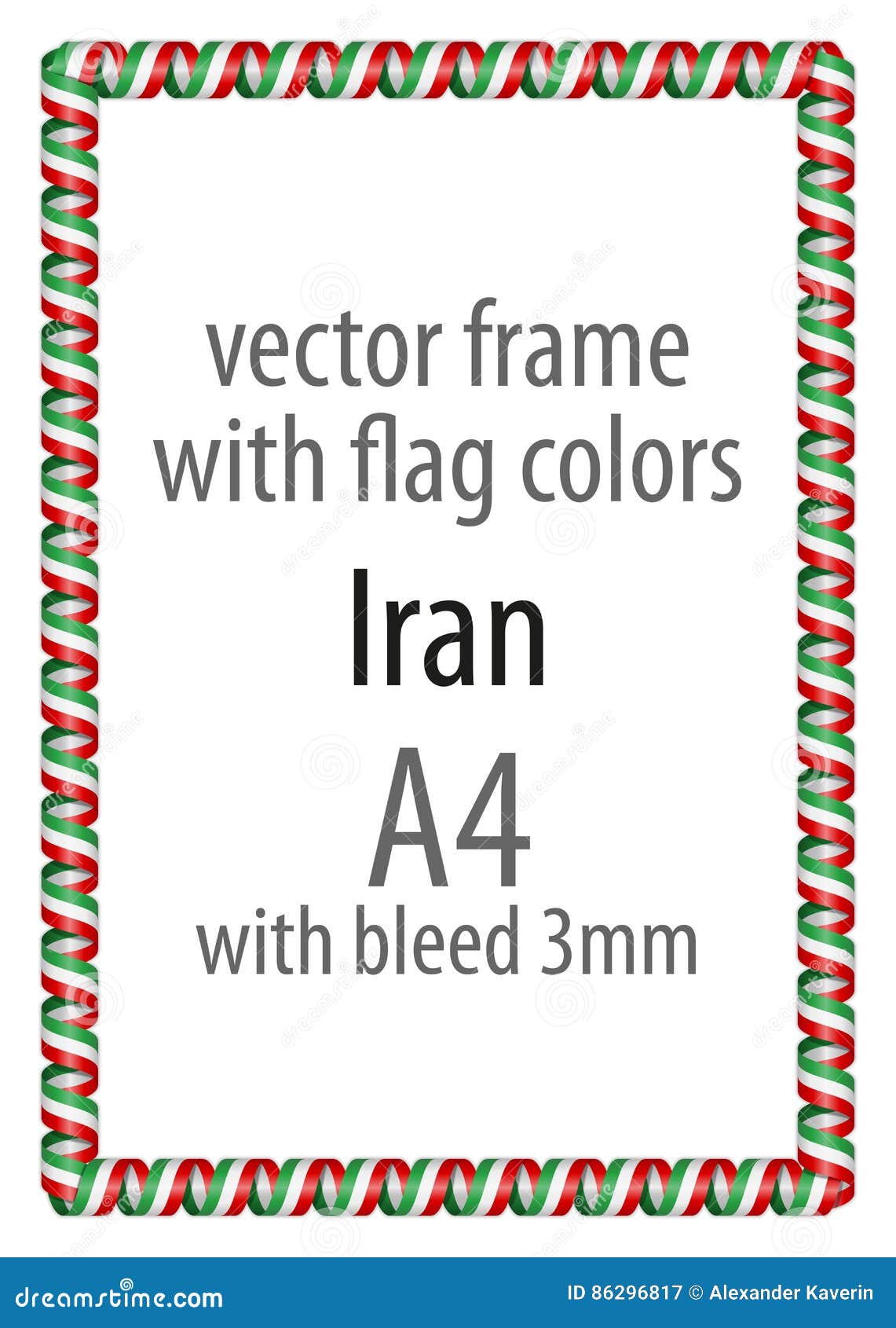 Frame and Border of Ribbon with the Colors of the Iran Flag Stock ...