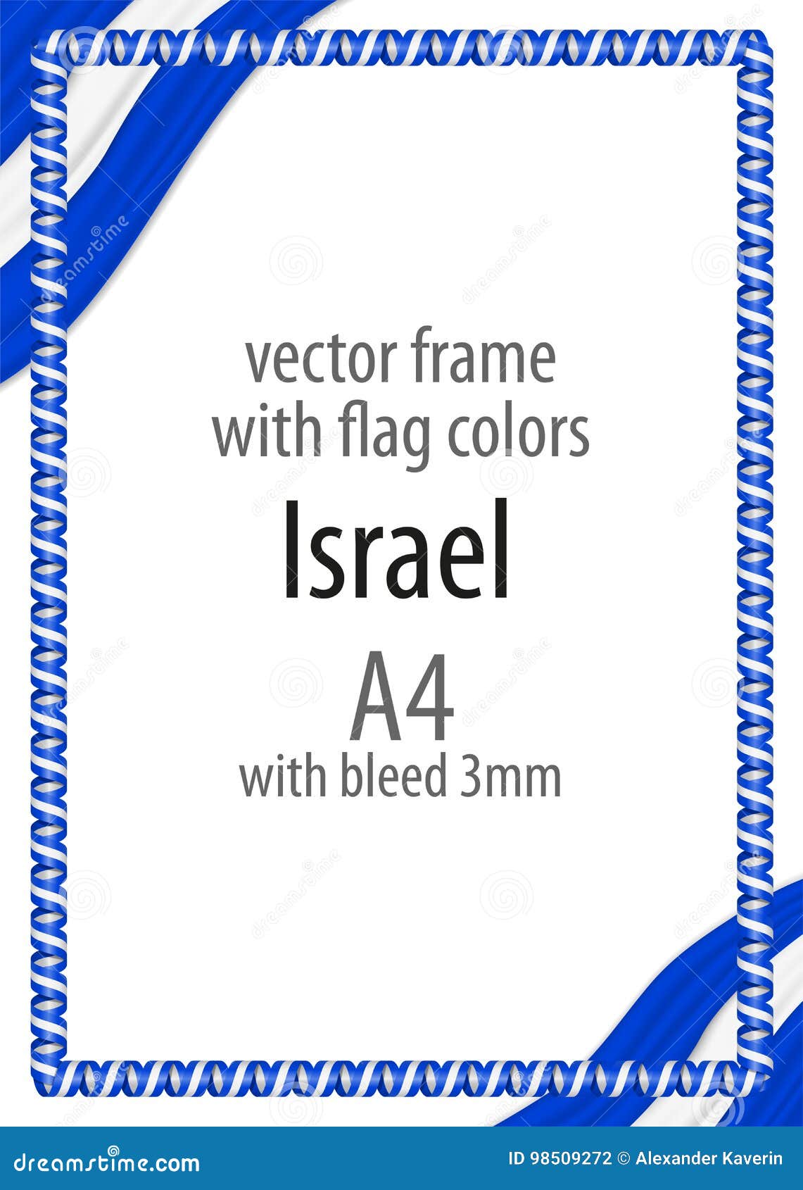 Frame and Border of Ribbon with the Colors of the Israel Flag Stock ...