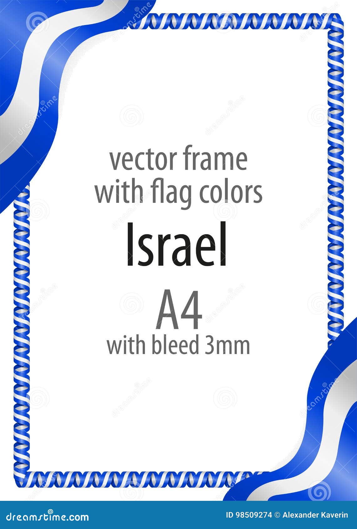 Frame and Border of Ribbon with the Colors of the Israel Flag Stock ...