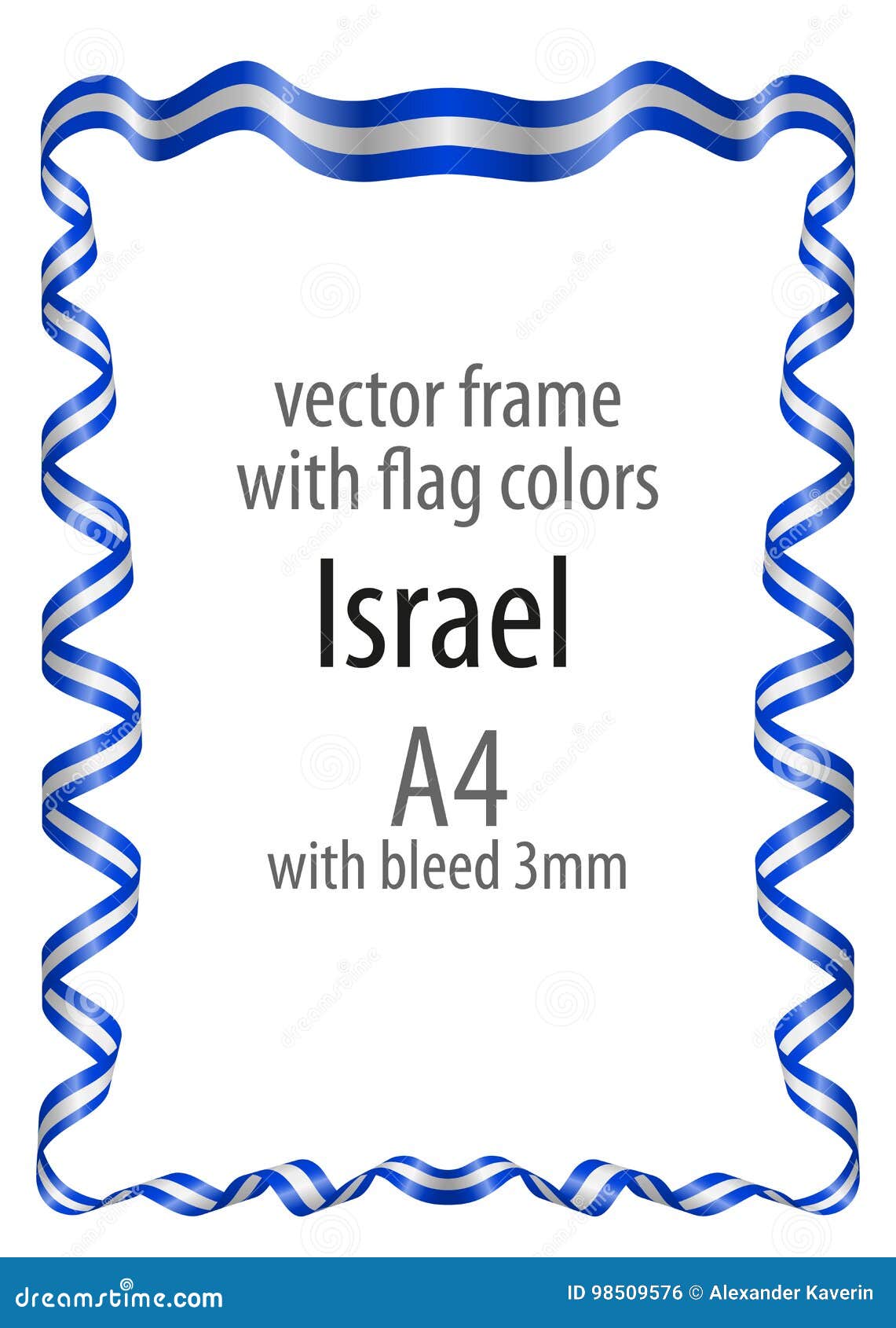 Frame and Border of Ribbon with the Colors of the Israel Flag Stock ...