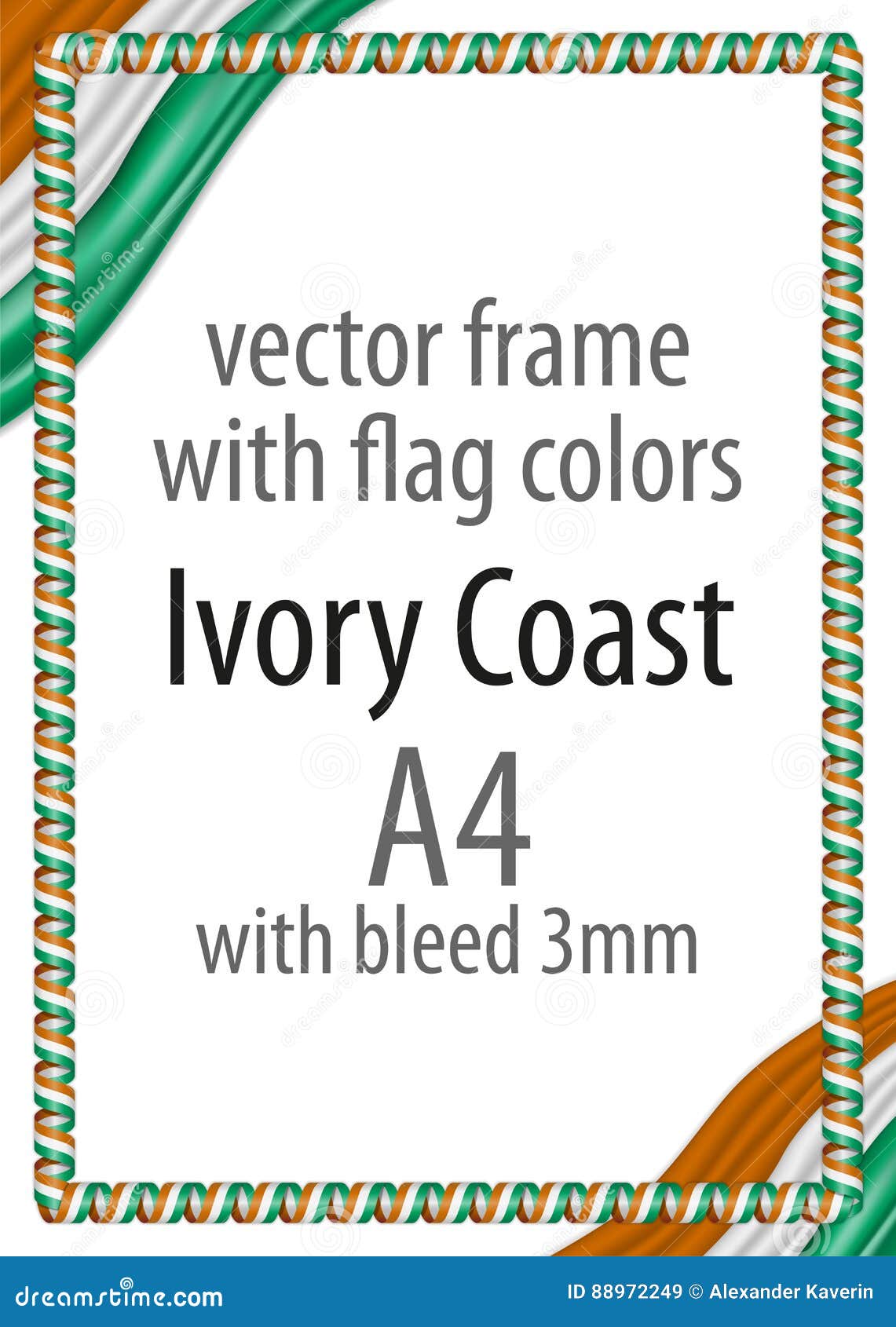 Frame and Border of Ribbon with the Colors of the Ivory Coast Flag ...