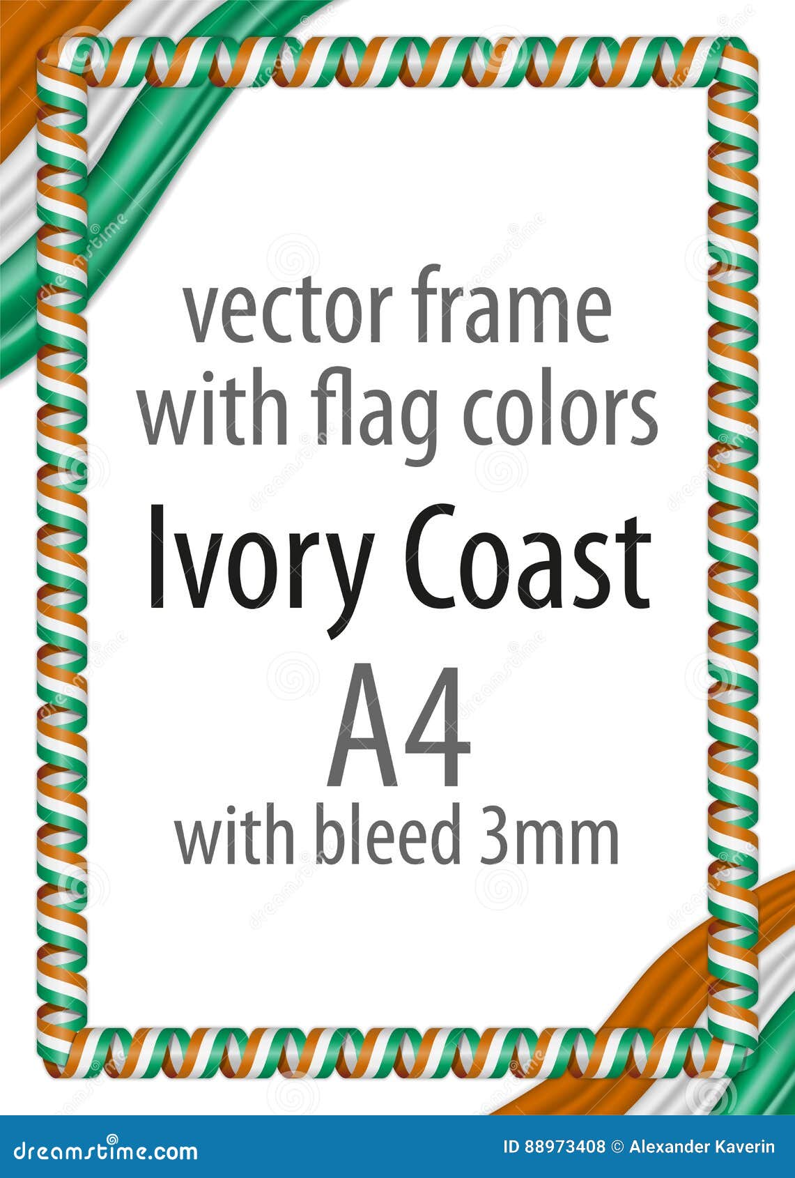 Frame and Border of Ribbon with the Colors of the Ivory Coast Flag ...