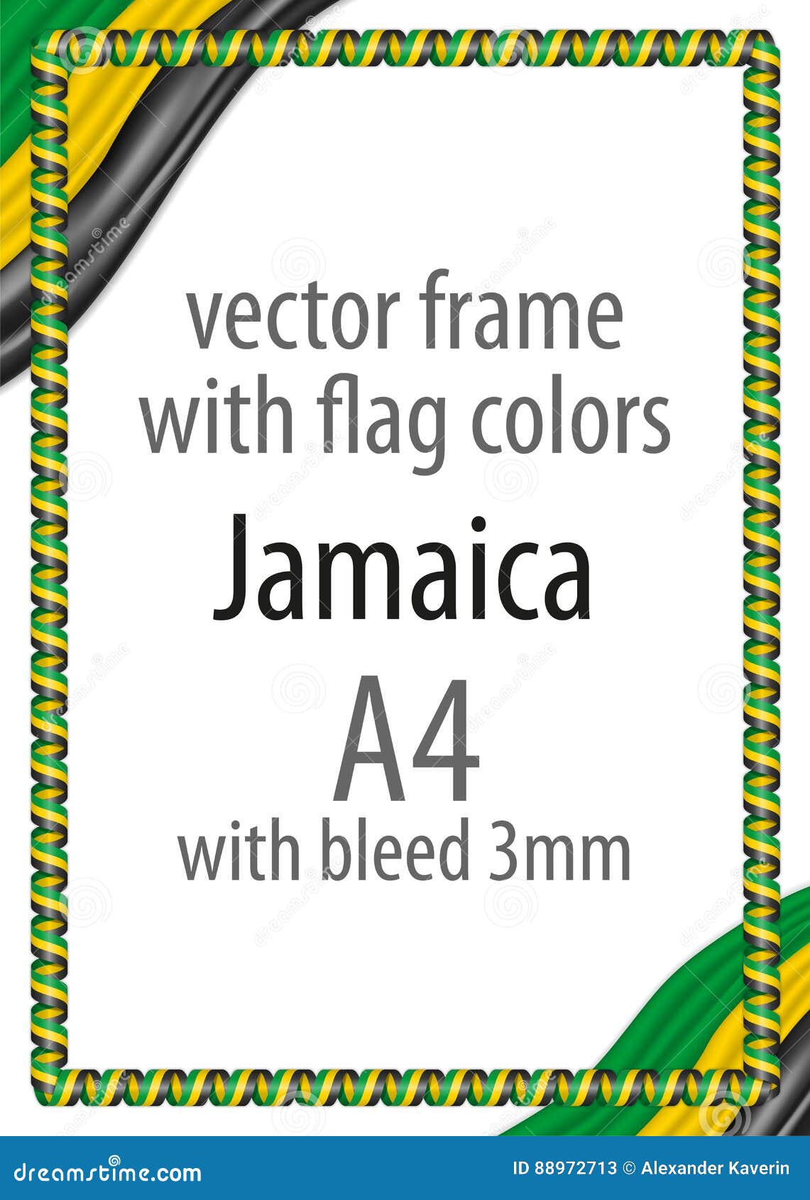 Frame and Border of Ribbon with the Colors of the Jamaica Flag Stock ...