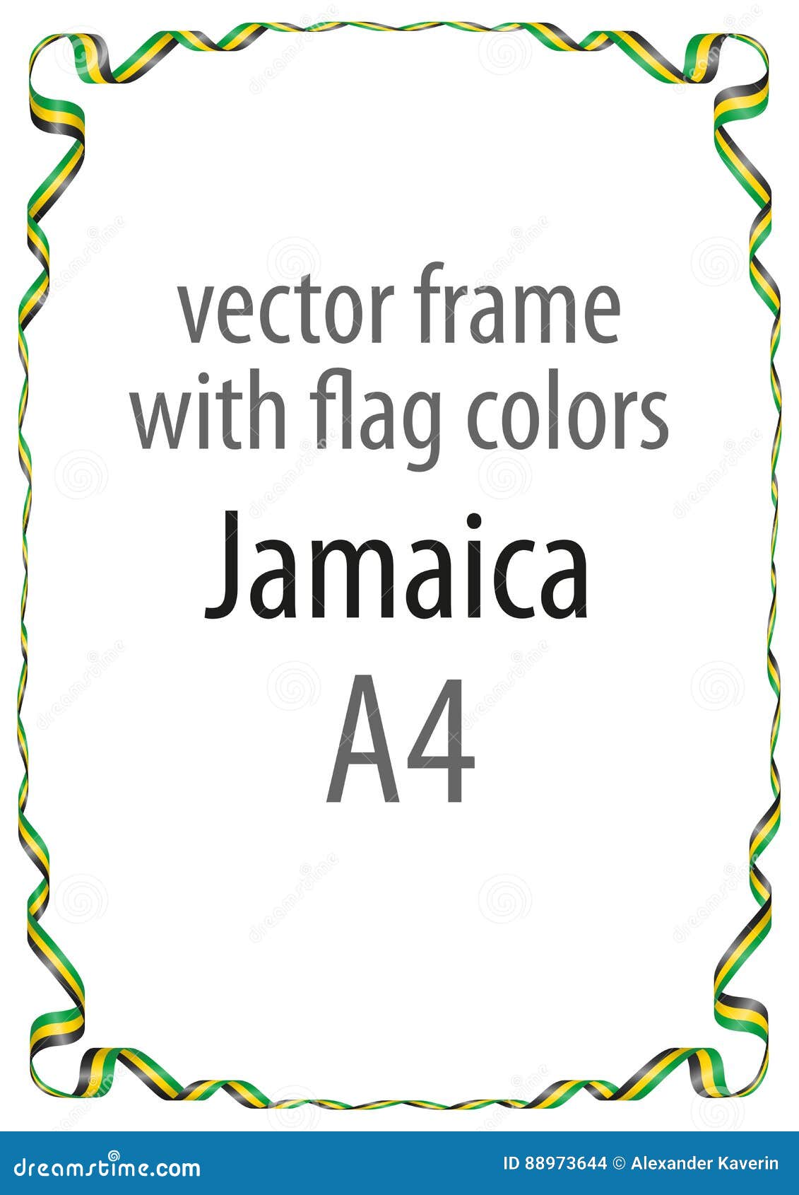 Frame and Border of Ribbon with the Colors of the Jamaica Flag Stock ...