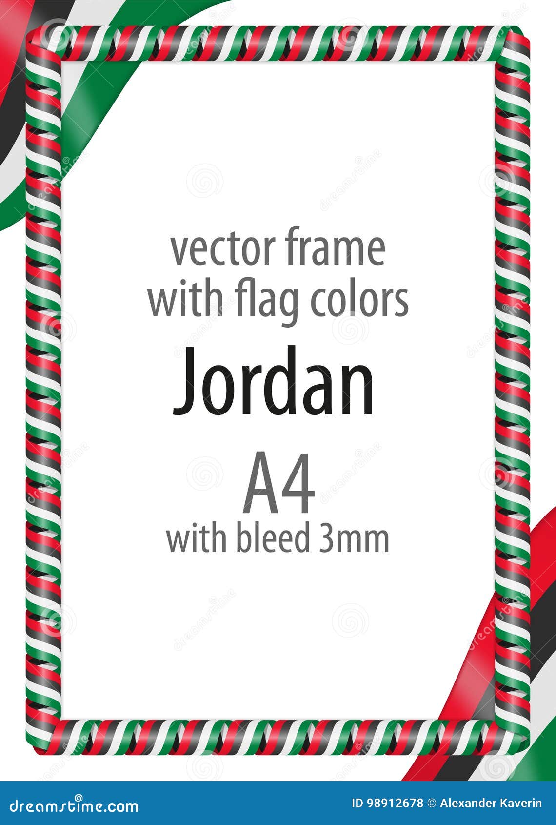 Frame and Border of Ribbon with the Colors of the Jordan Flag Stock ...
