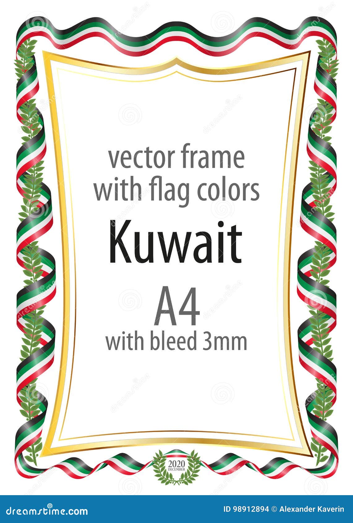 Frame and Border of Ribbon with the Colors of the Kuwait Flag Stock ...