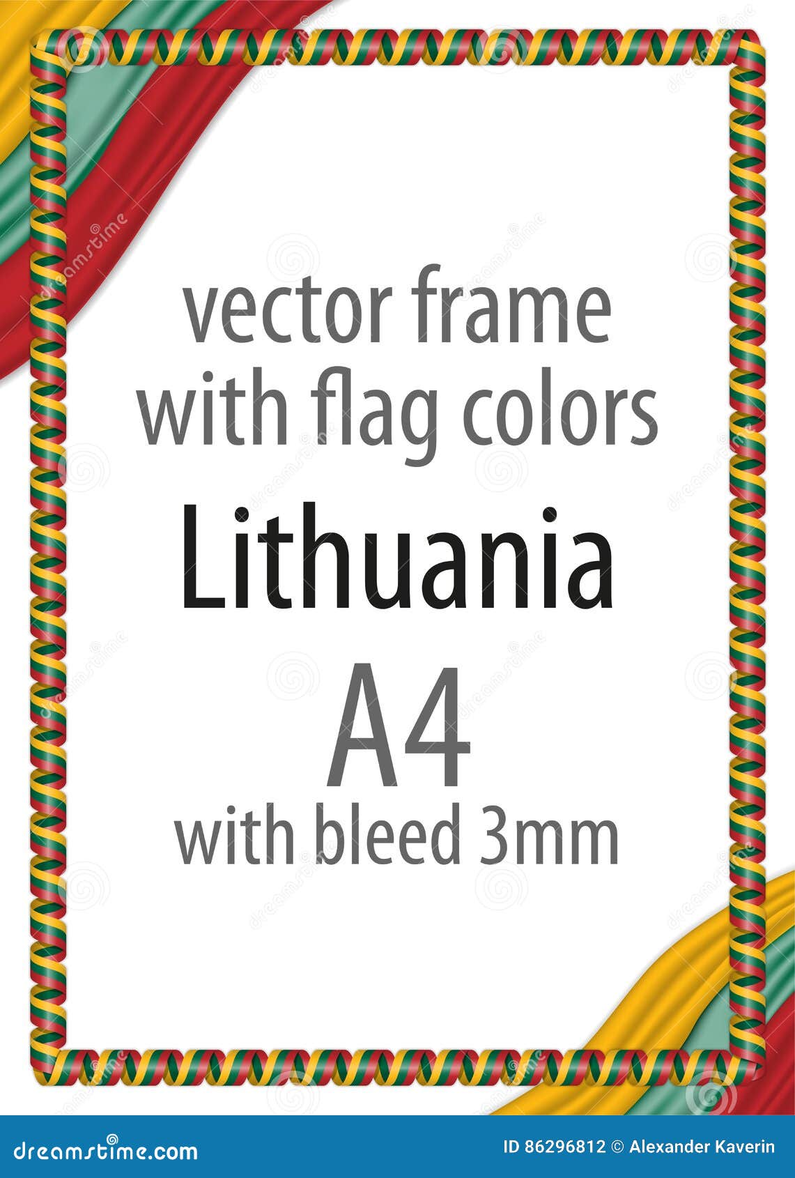 Frame and Border of Ribbon with the Colors of the Lithuania Flag Stock ...
