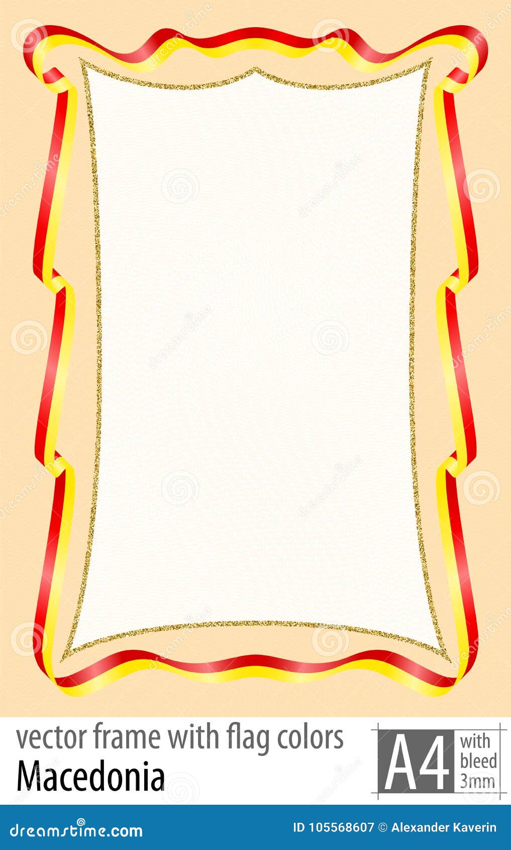 Frame and Border of Ribbon with the Colors of the Macedonia Flag, with ...