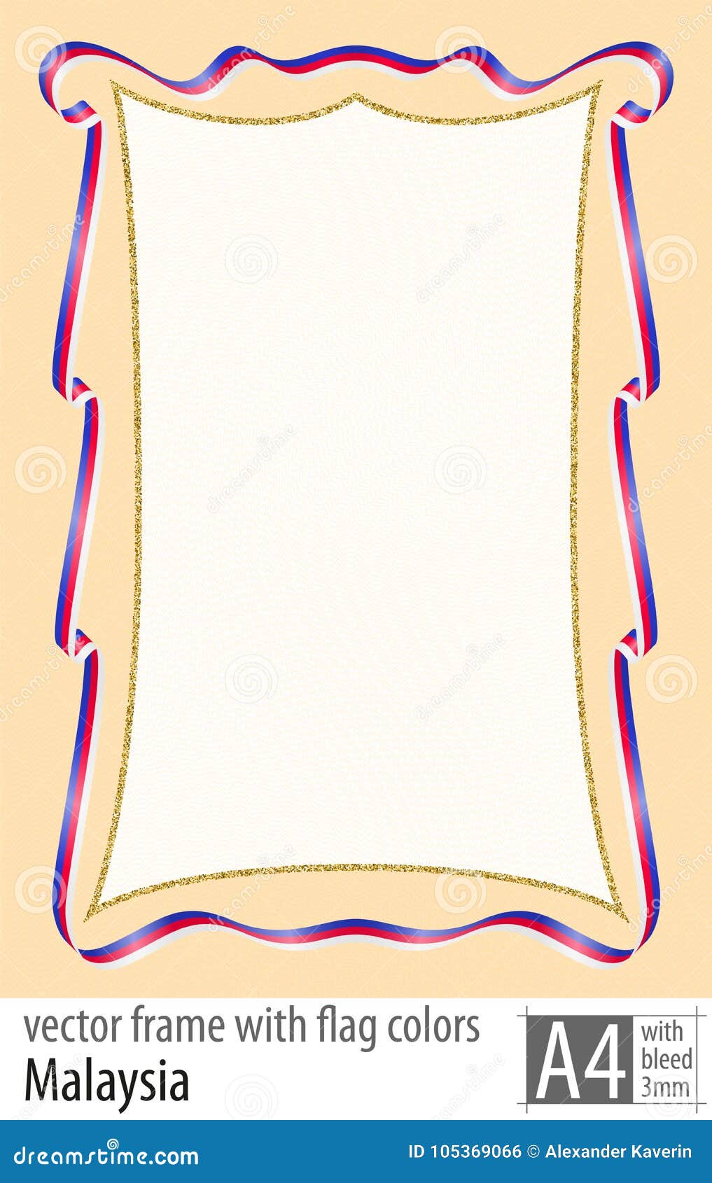 Frame and Border of Ribbon with the Colors of the Malaysia Flag, with ...