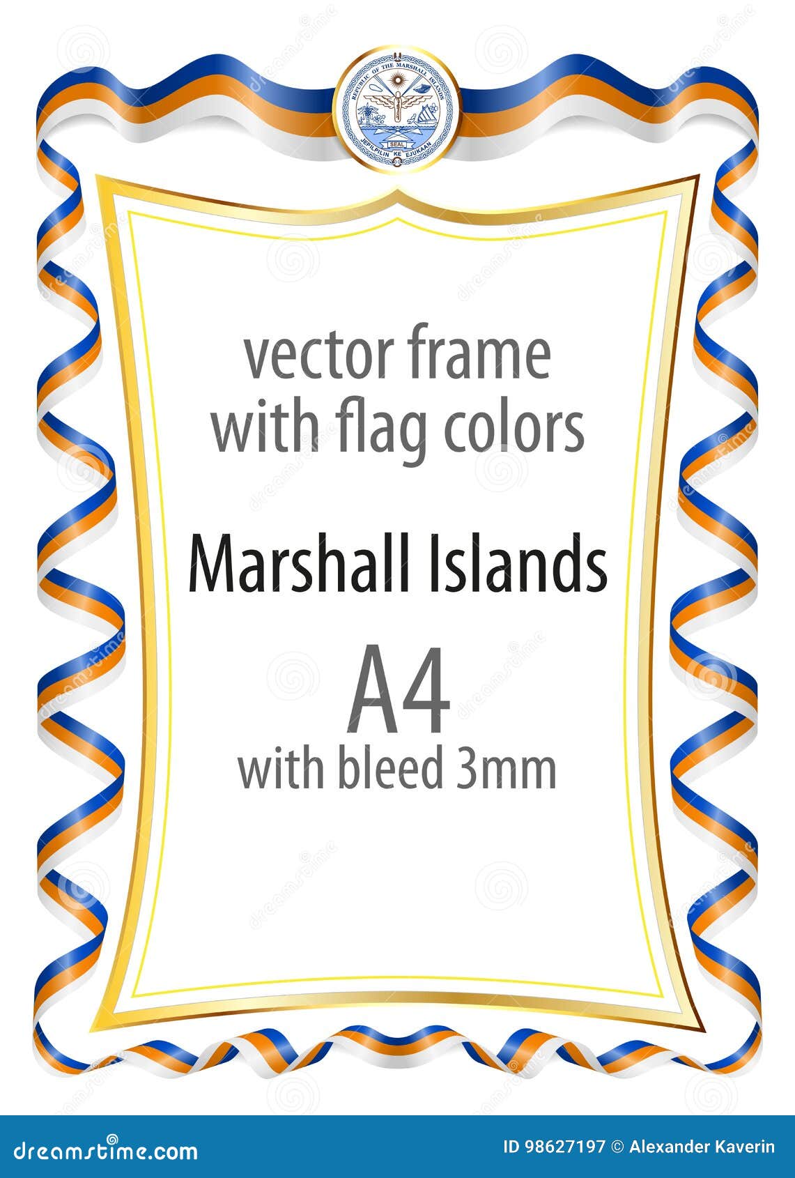 Frame and Border of Ribbon with the Colors of the Marshall Islands Flag ...