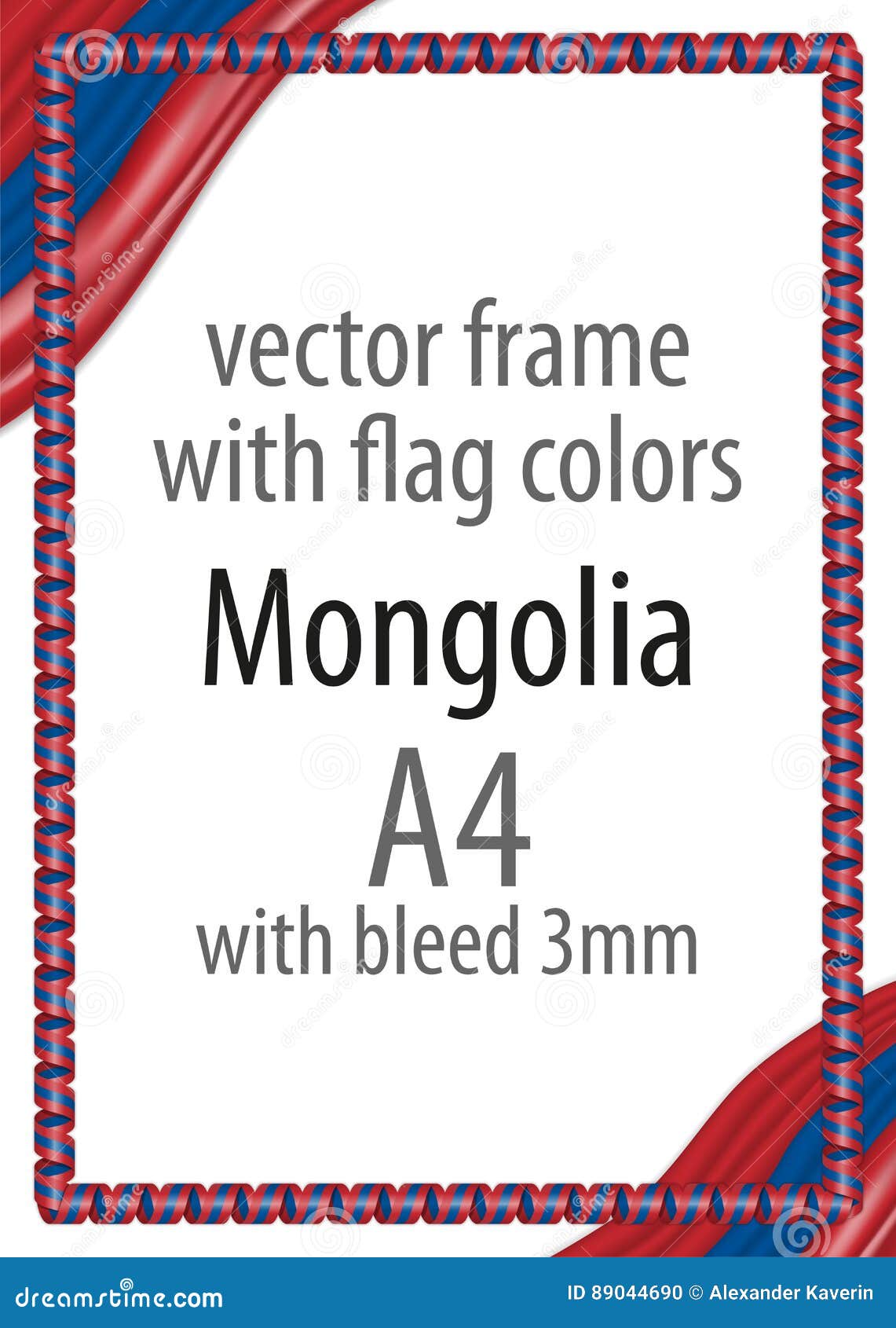 Frame and Border of Ribbon with the Colors of the Mongolia Flag Stock ...