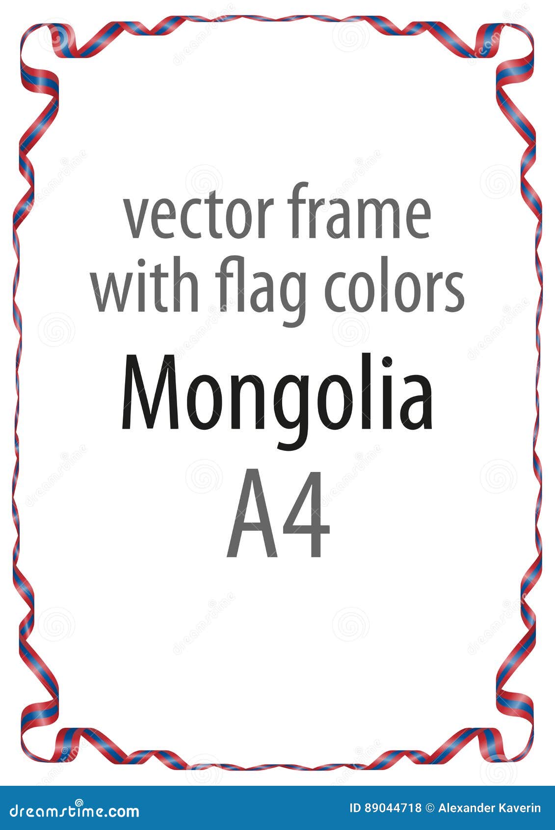 Frame and Border of Ribbon with the Colors of the Mongolia Flag Stock ...