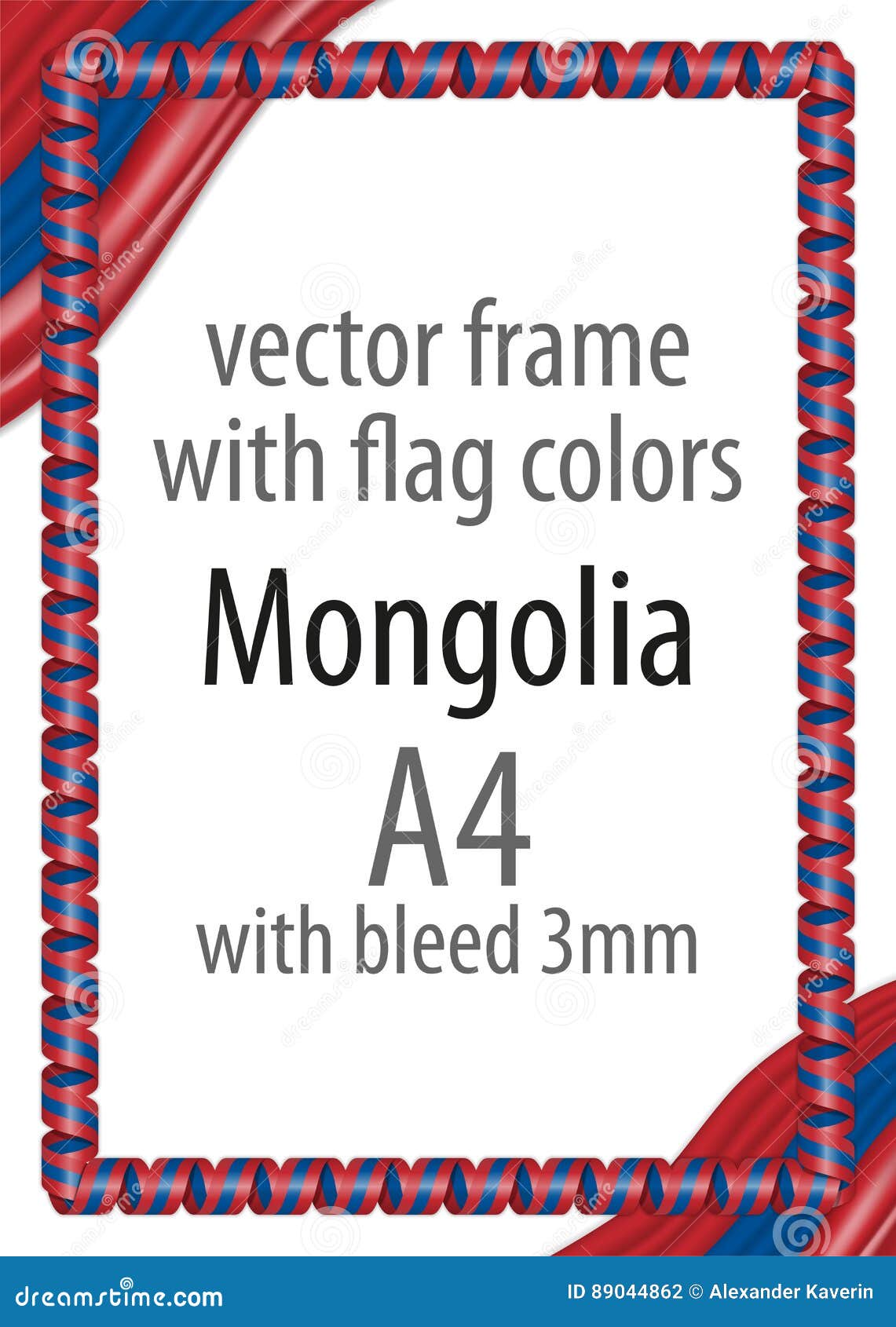 Frame and Border of Ribbon with the Colors of the Mongolia Flag Stock ...
