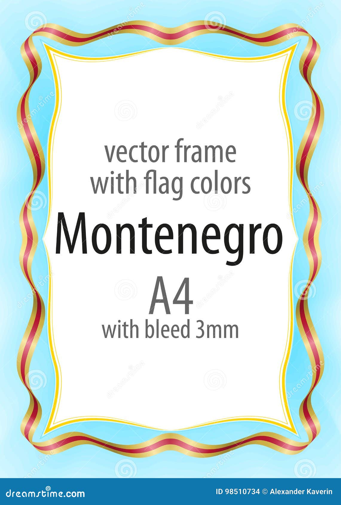 Frame and Border of Ribbon with the Colors of the Montenegro Flag Stock ...