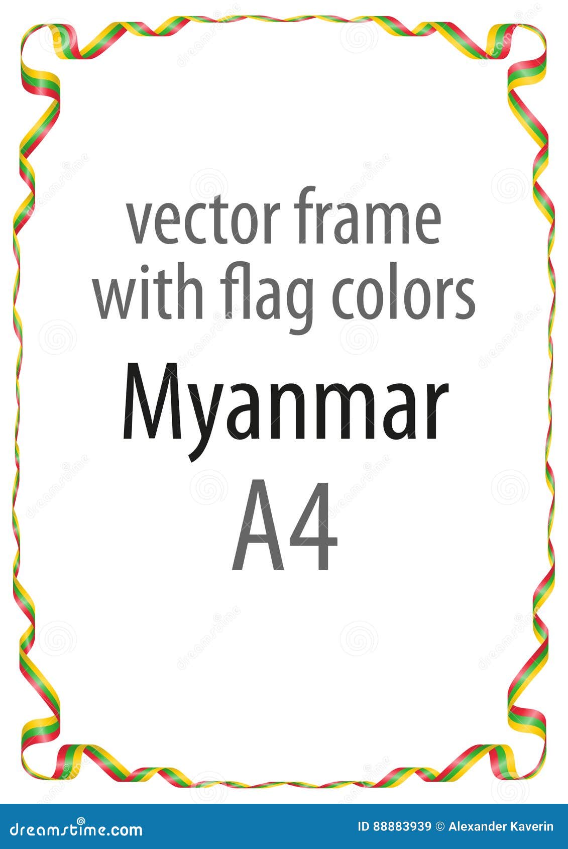 Frame and Border of Ribbon with the Colors of the Myanmar Flag Stock ...