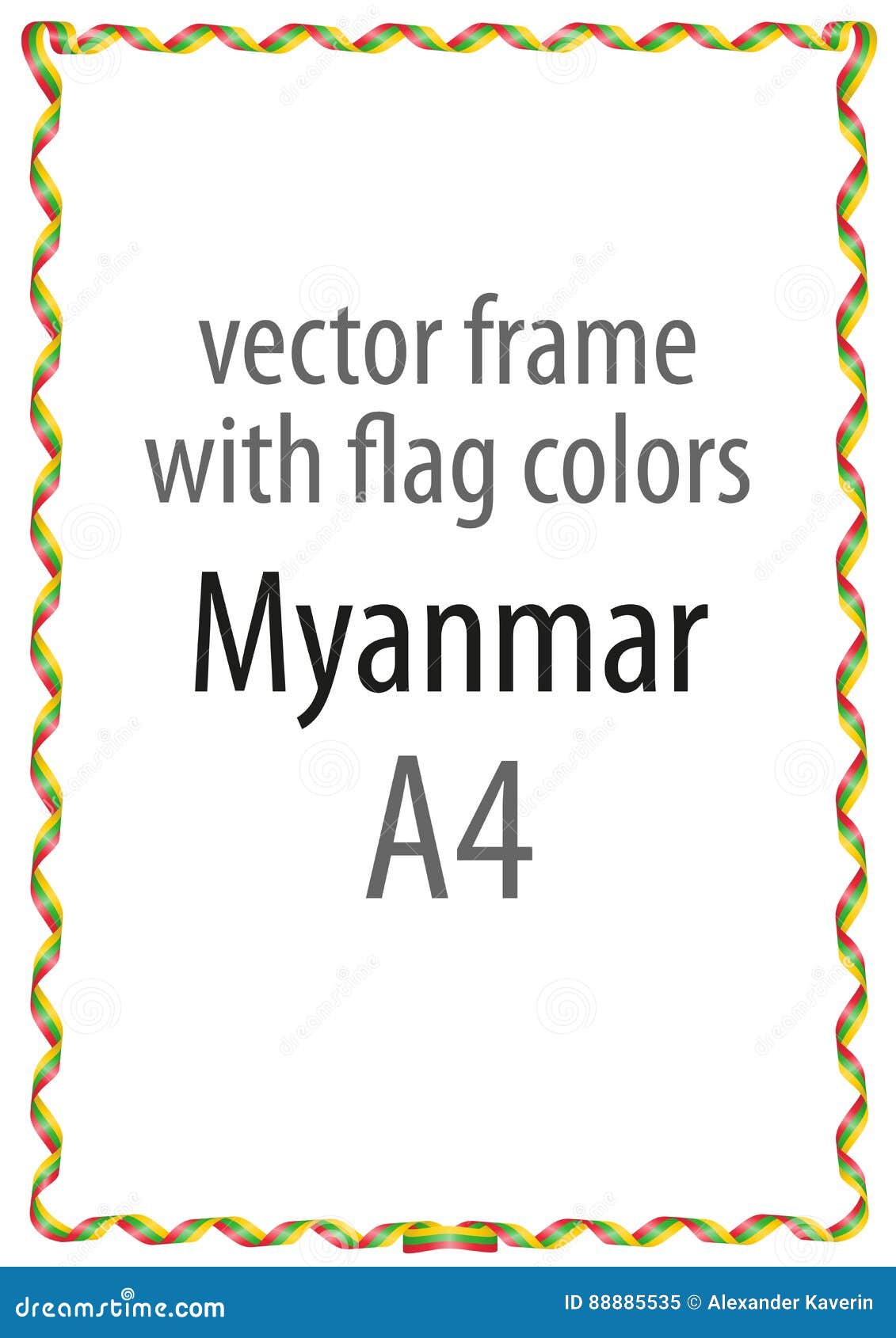 Frame and Border of Ribbon with the Colors of the Myanmar Flag Stock ...