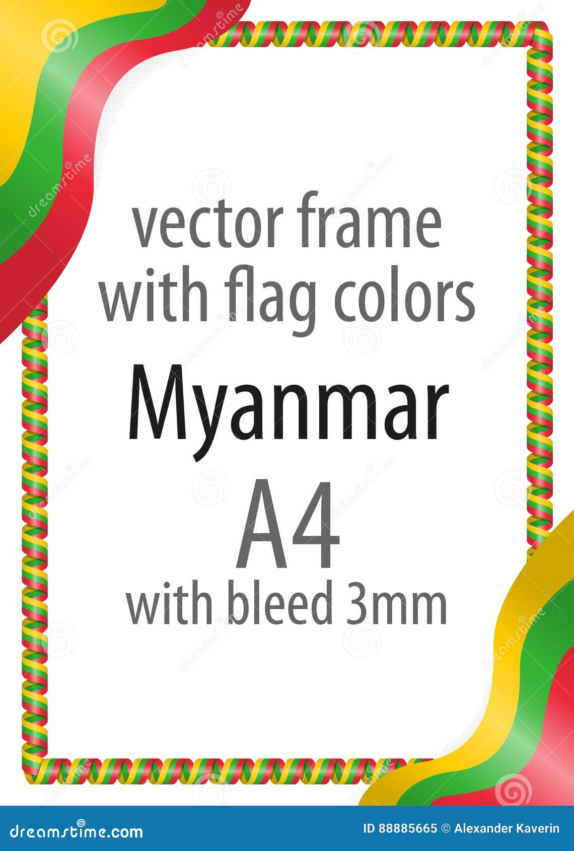 Frame and Border of Ribbon with the Colors of the Myanmar Flag Stock ...