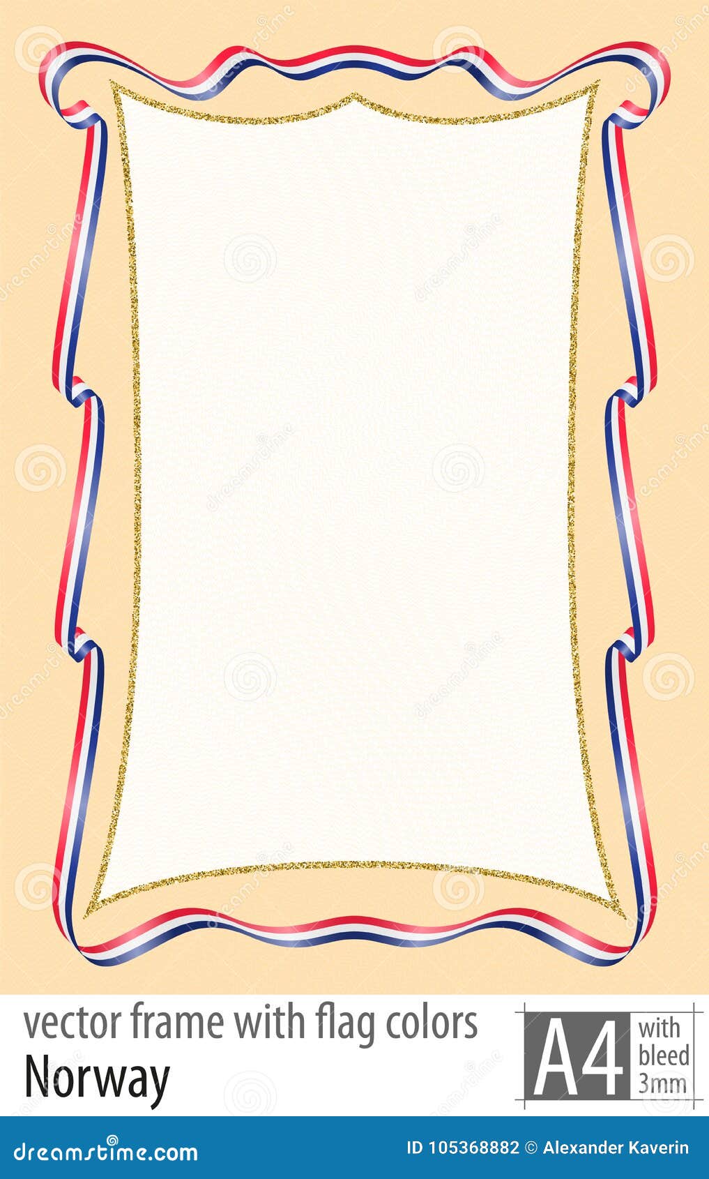 Frame and Border of Ribbon with the Colors of the Norway Flag, with ...
