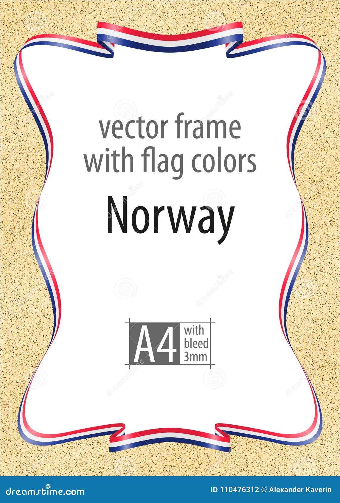 Frame and Border of Ribbon with the Colors of the Norway Flag, Template ...