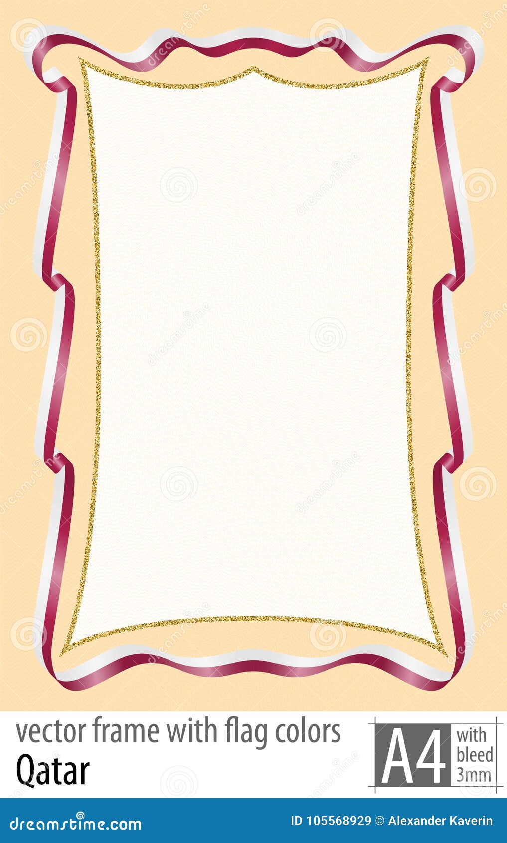 Frame and Border of Ribbon with the Colors of the Qatar Flag, with ...