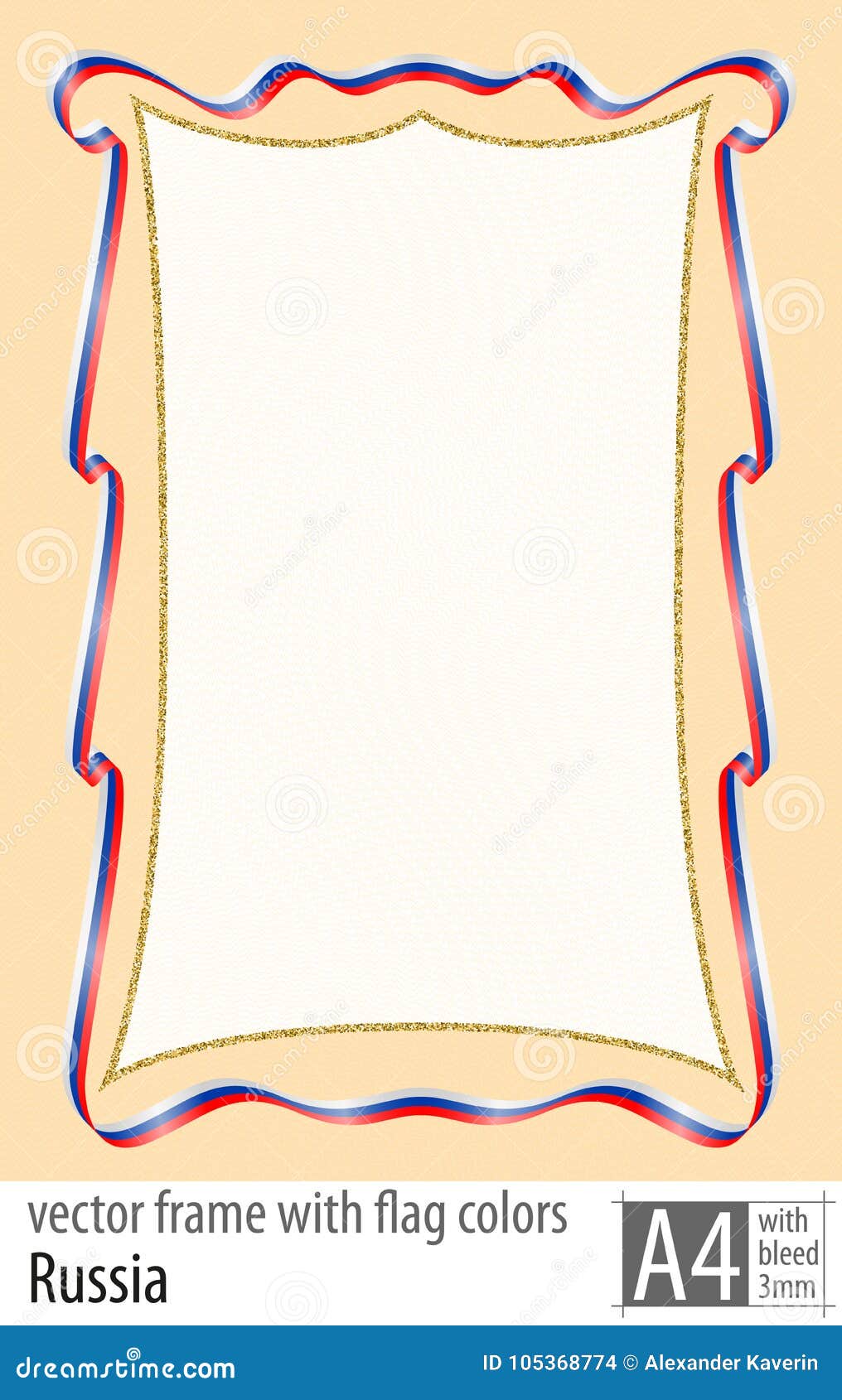 Frame and Border of Ribbon with the Colors of the Russia Flag, with ...