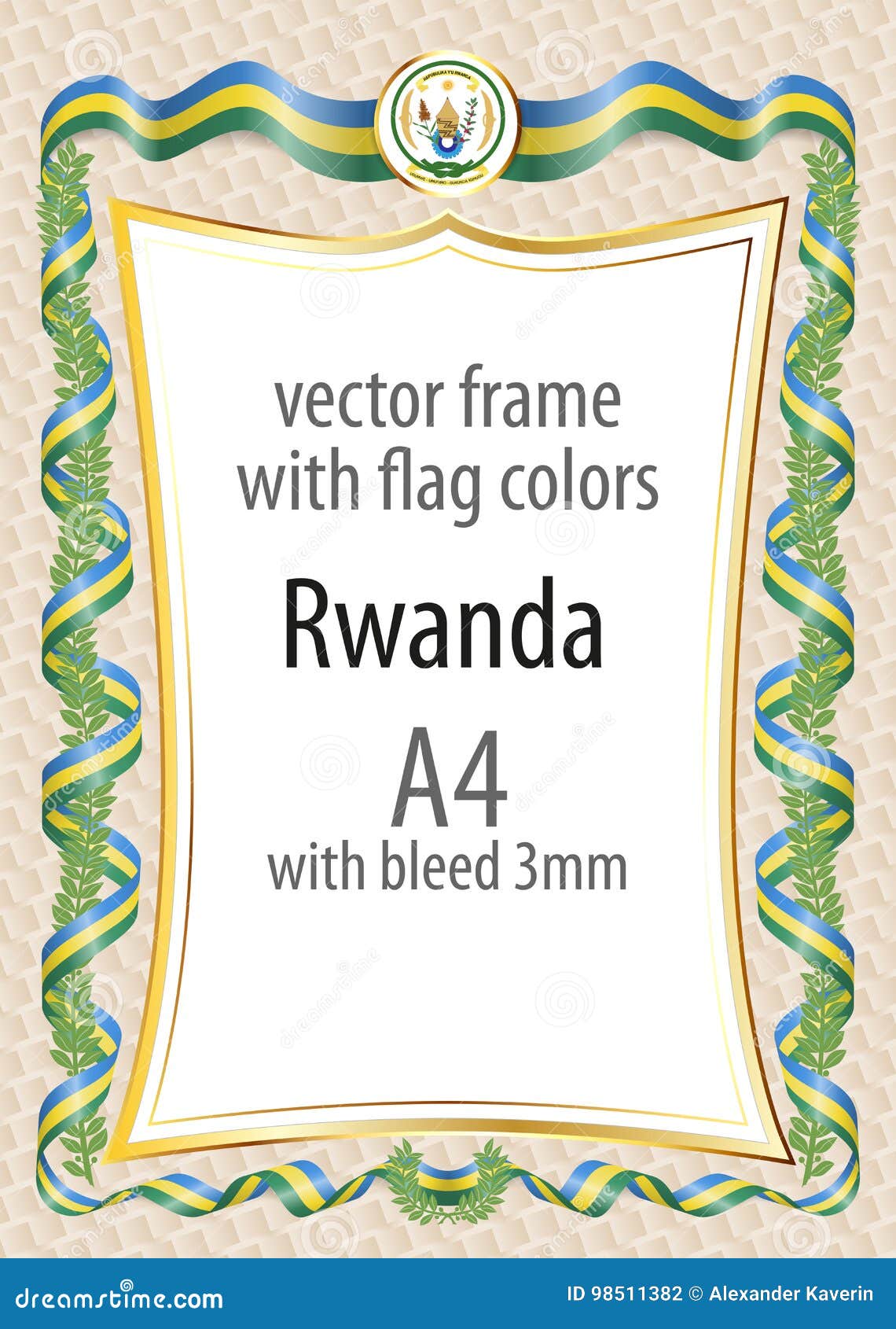 Frame and Border of Ribbon with the Colors of the Rwanda Flag Stock ...