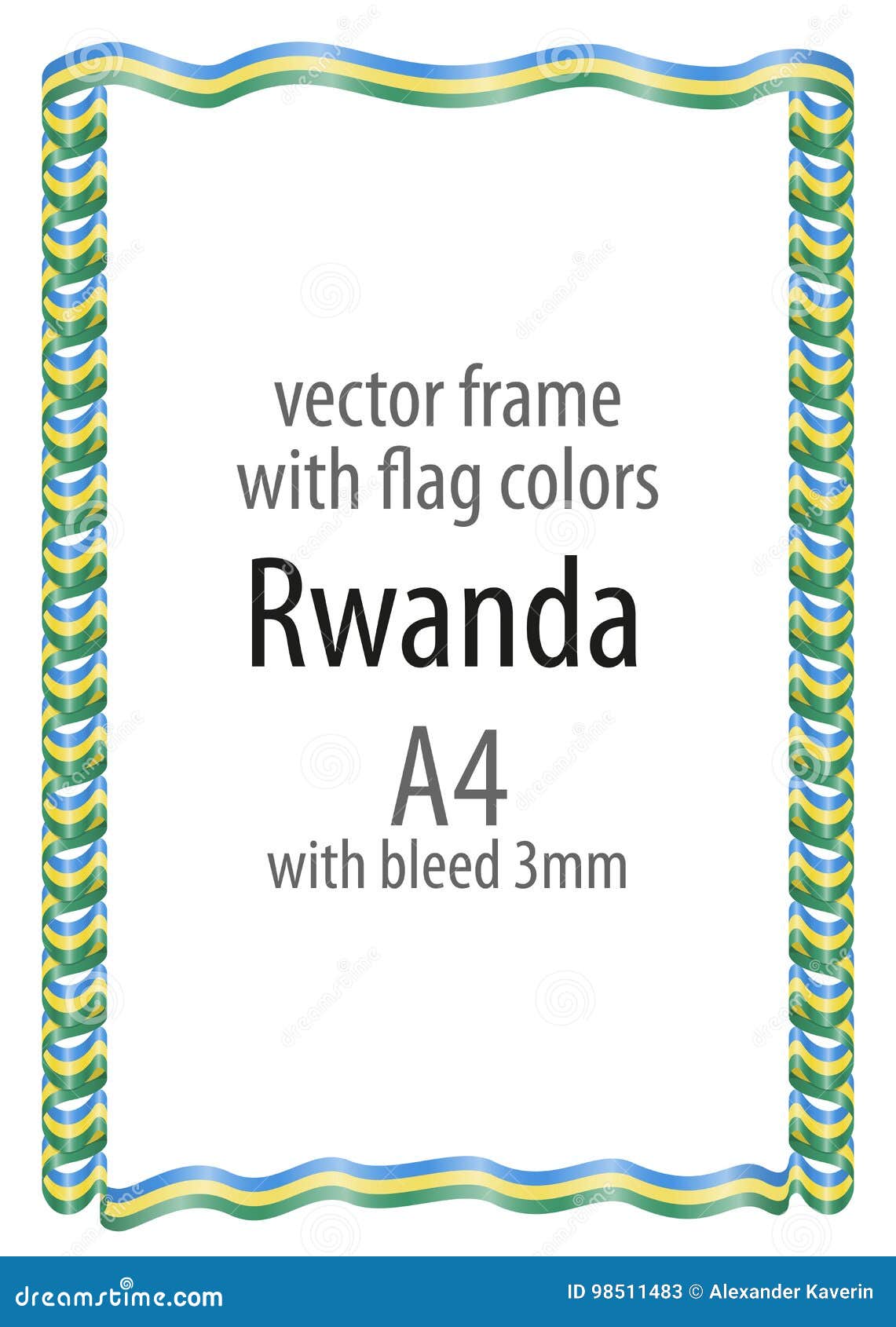 Frame and Border of Ribbon with the Colors of the Rwanda Flag Stock ...
