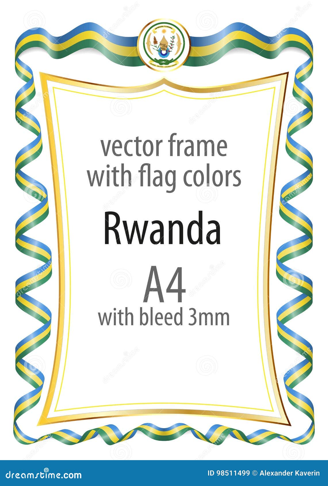Frame and Border of Ribbon with the Colors of the Rwanda Flag Stock ...