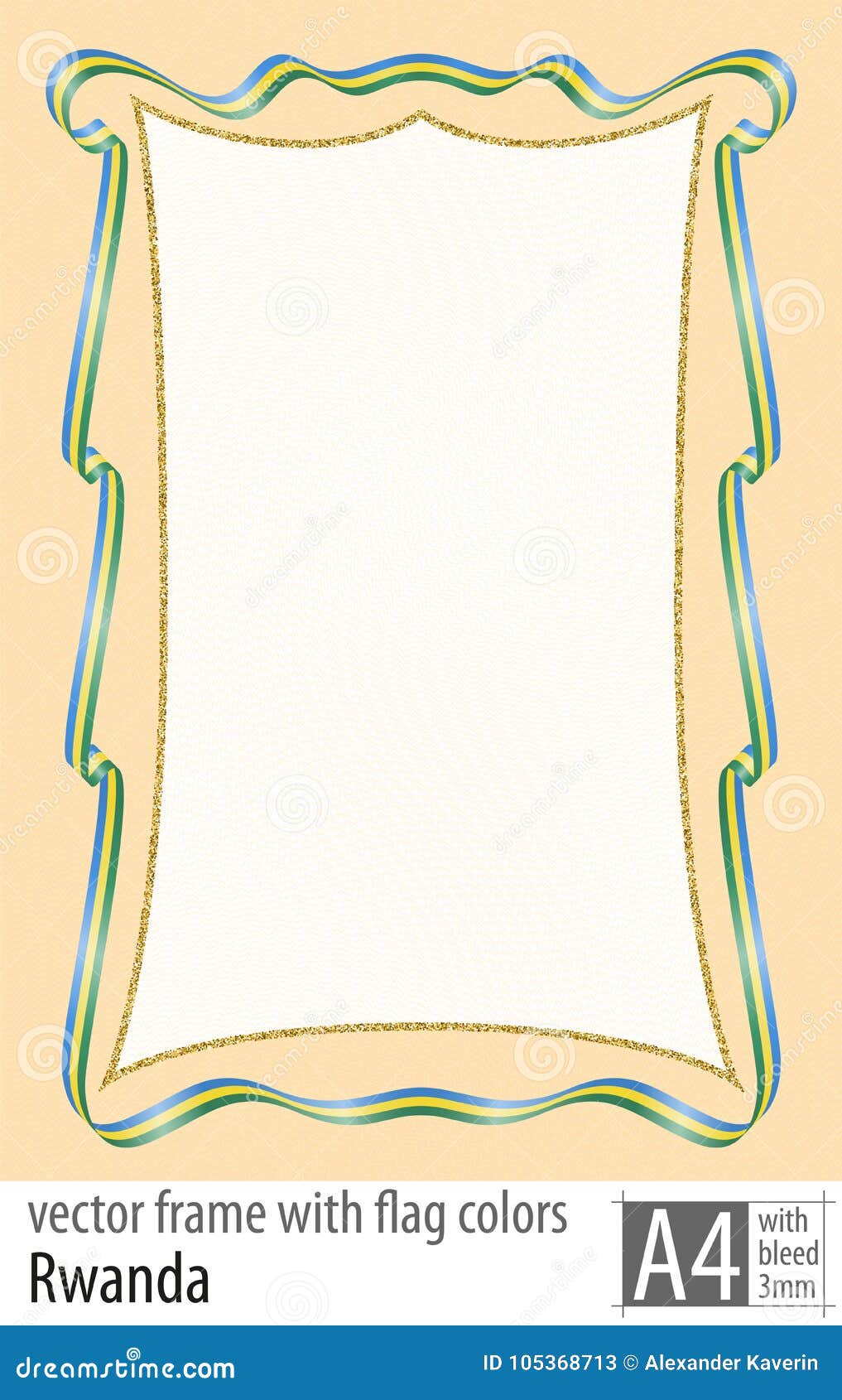 Frame and Border of Ribbon with the Colors of the Rwanda Flag, with ...