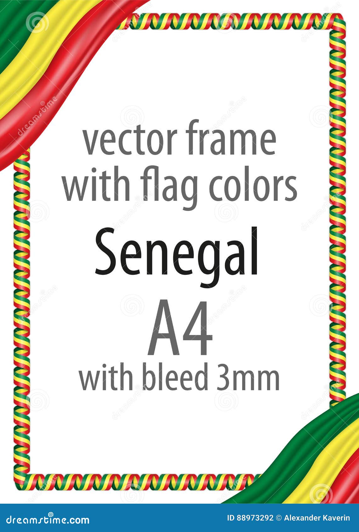 Frame and Border of Ribbon with the Colors of the Senegal Flag Stock ...