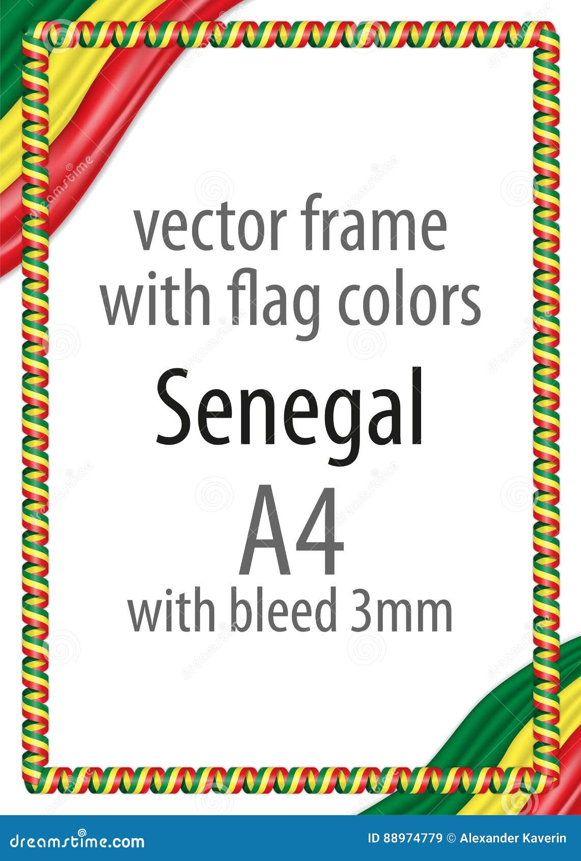 Frame and Border of Ribbon with the Colors of the Senegal Flag Stock ...