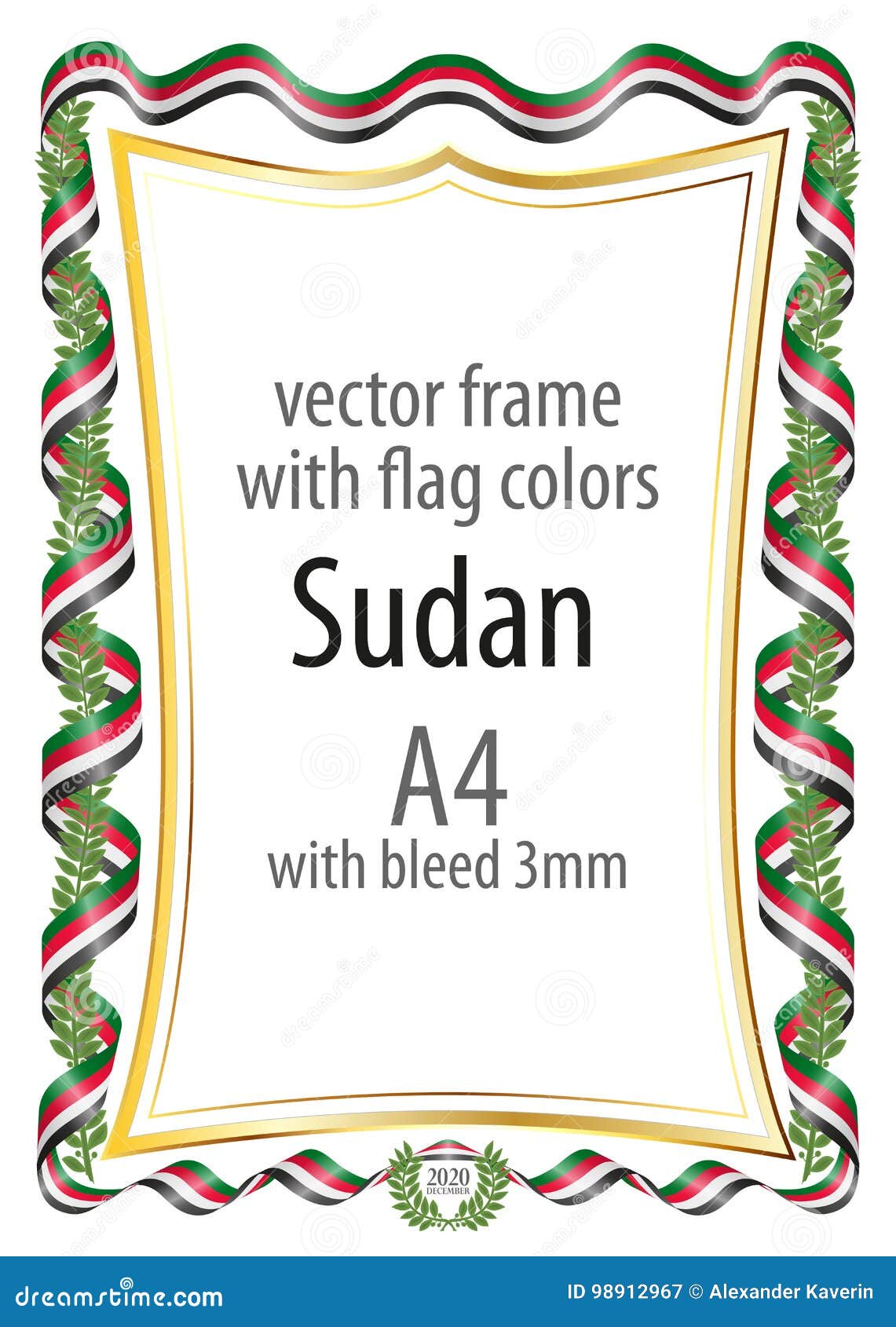 Frame and Border of Ribbon with the Colors of the Sudan Flag Stock ...