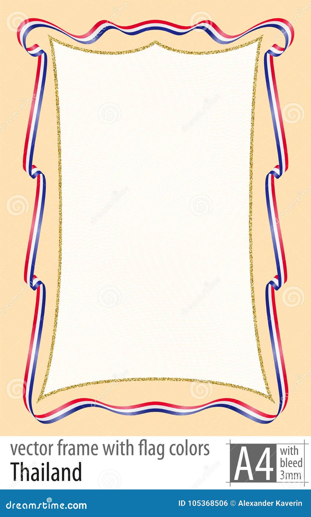 Frame and Border of Ribbon with the Colors of the Thailand Flag, with ...