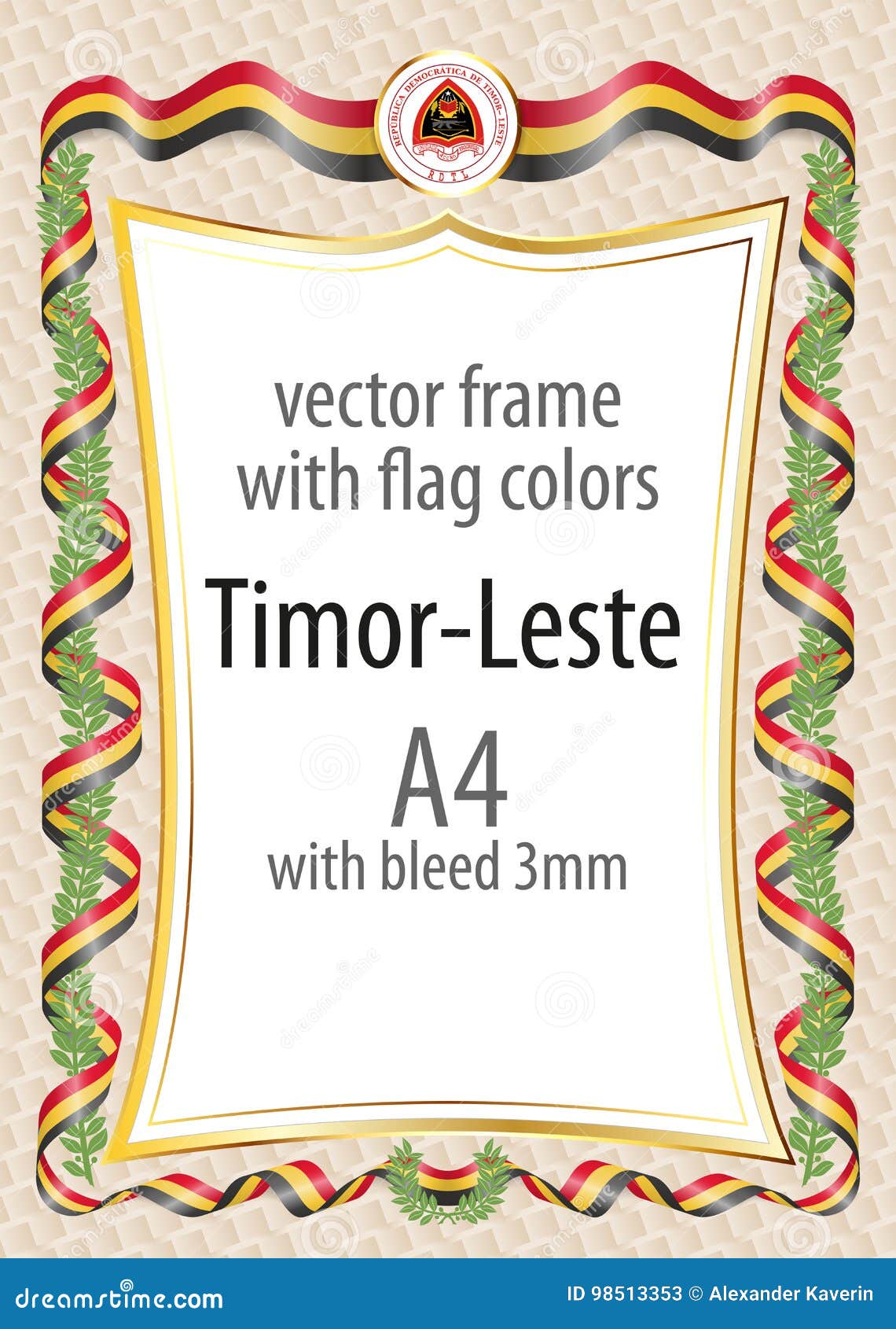 Frame and Border of Ribbon with the Colors of the Timor-Leste Flag ...