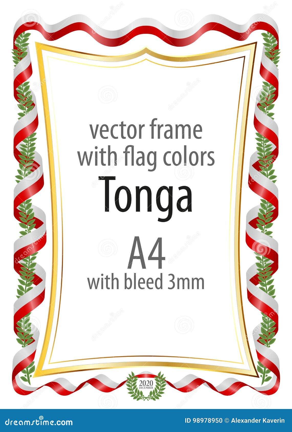 Frame and Border of Ribbon with the Colors of the Tonga Flag Stock ...