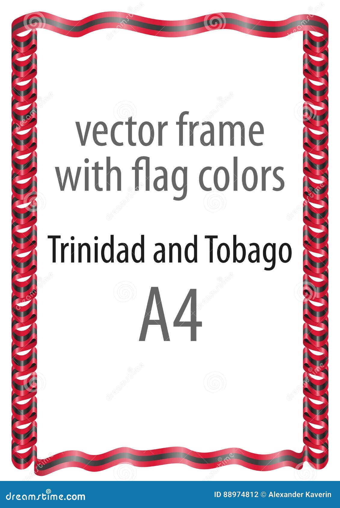 Frame And Border Of Ribbon With The Colors Of The Trinidad And Tobago